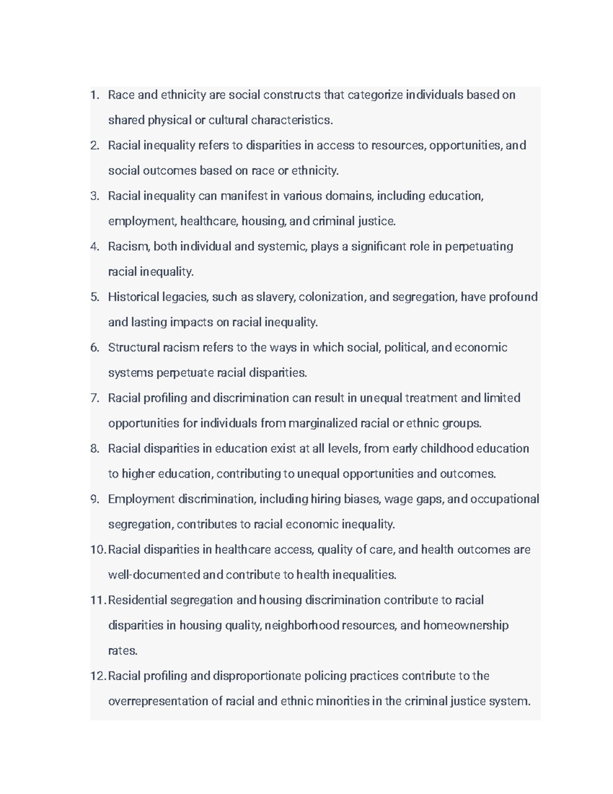 Race, ethnicity, and racial inequality Notes - Race and ethnicity are ...