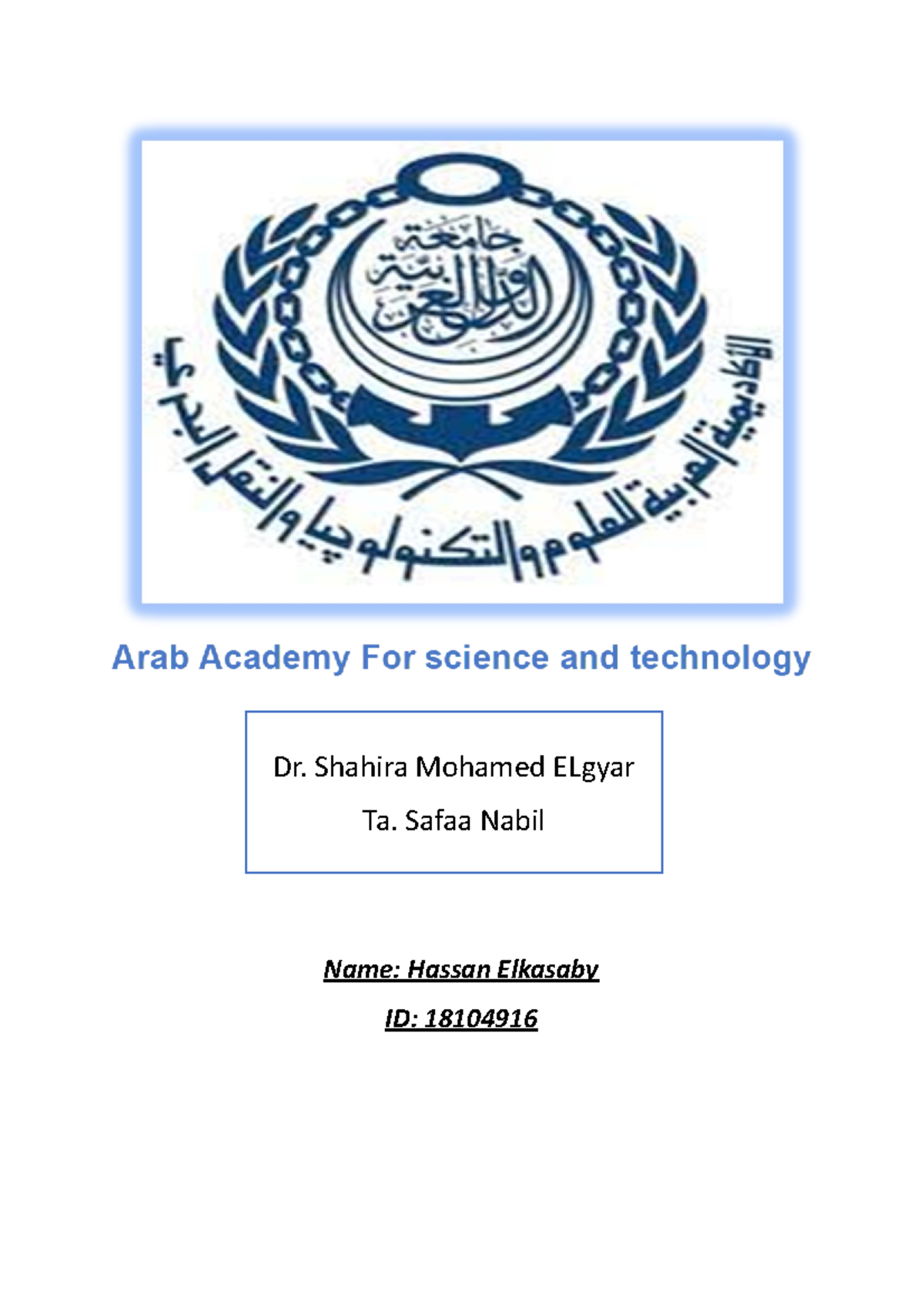 Hassan - Lecture notes 1 - Dr. Shahira Mohamed ELgyar Ta. Safaa Nabil ...