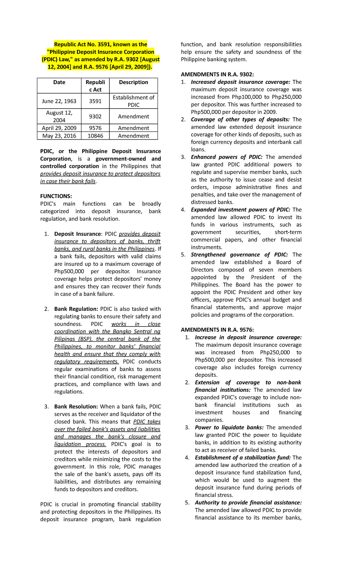 RFLB - ddddd - Republic Act No. 3591, known as the "Philippine Deposit ...