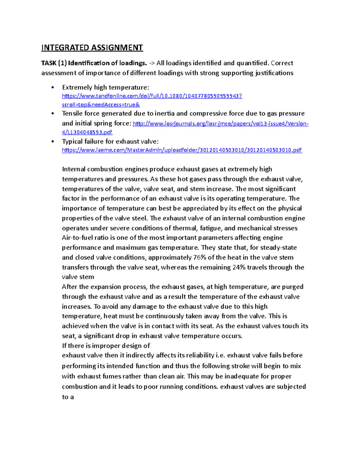 Integrated Assignment - INTEGRATED ASSIGNMENT TASK (1) Identification ...