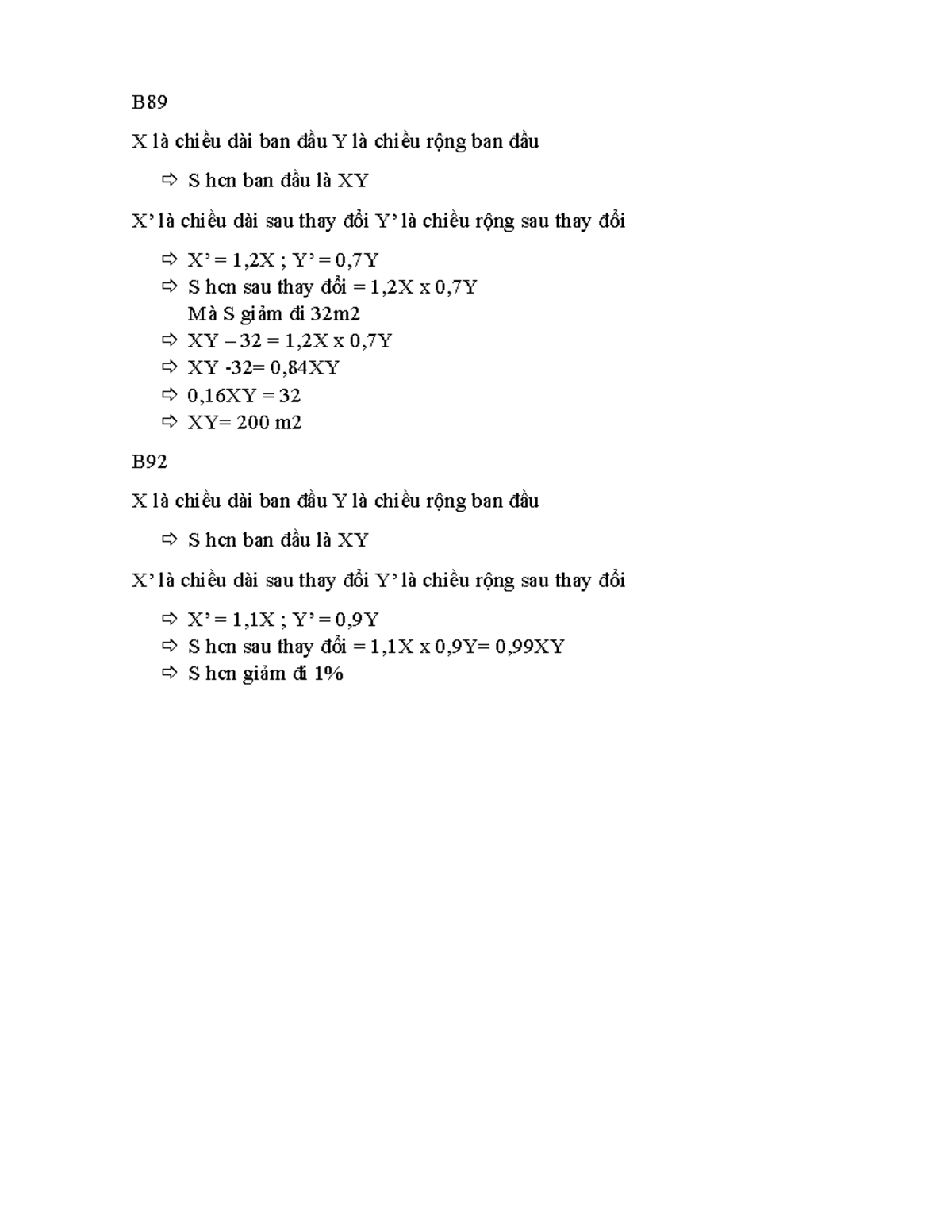 B89 - bjnk - B X là chiều dài ban đầu Y là chiều rộng ban đầu S hcn ban ...