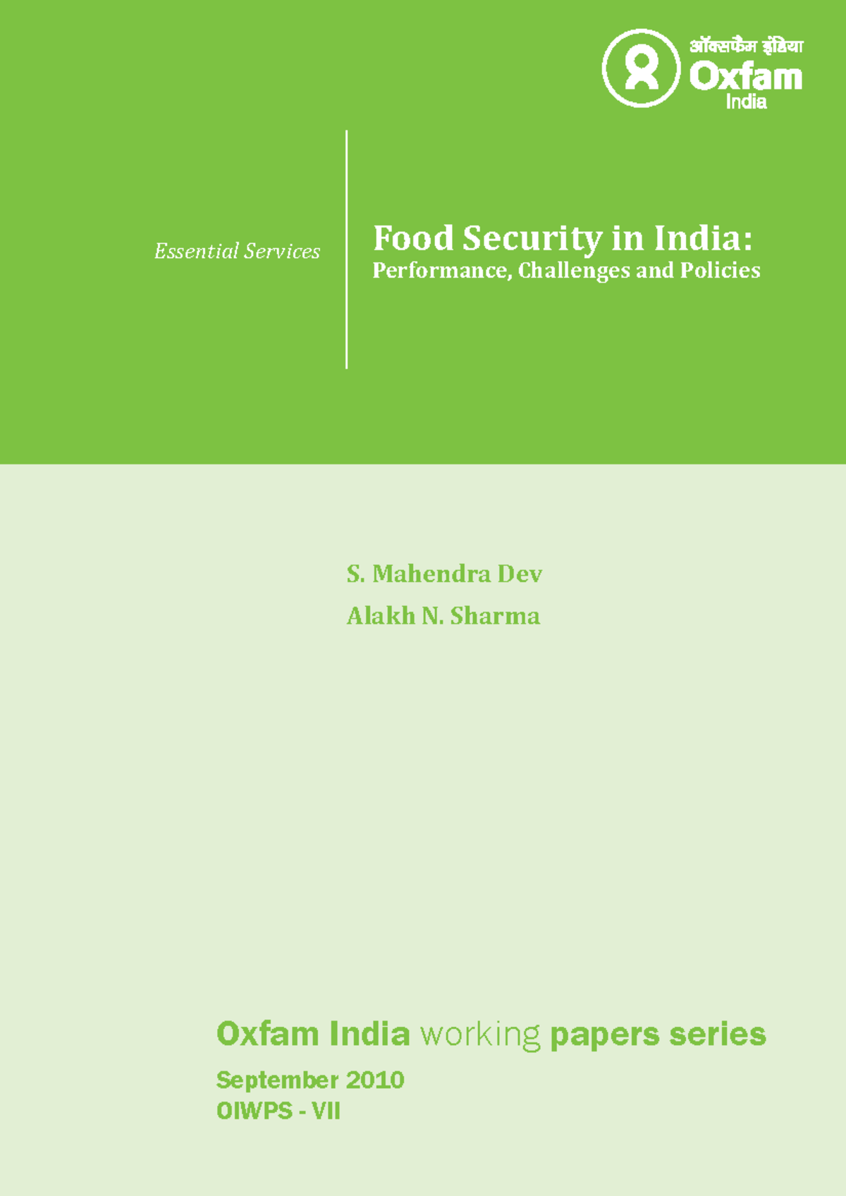 Wp food security india performance 041010 en - Oxfam India working ...
