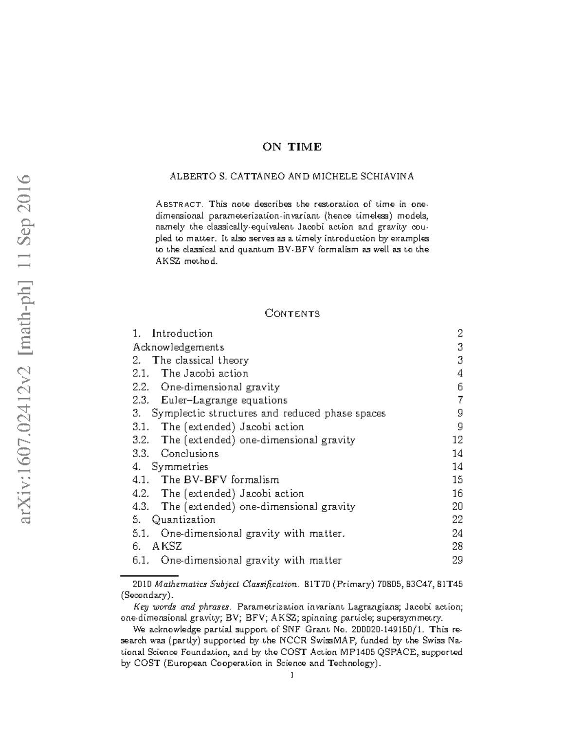 1607 - Cours - arXiv:1607 [math-ph] 11 Sep 2016 ON TIME ALBERTO S ...