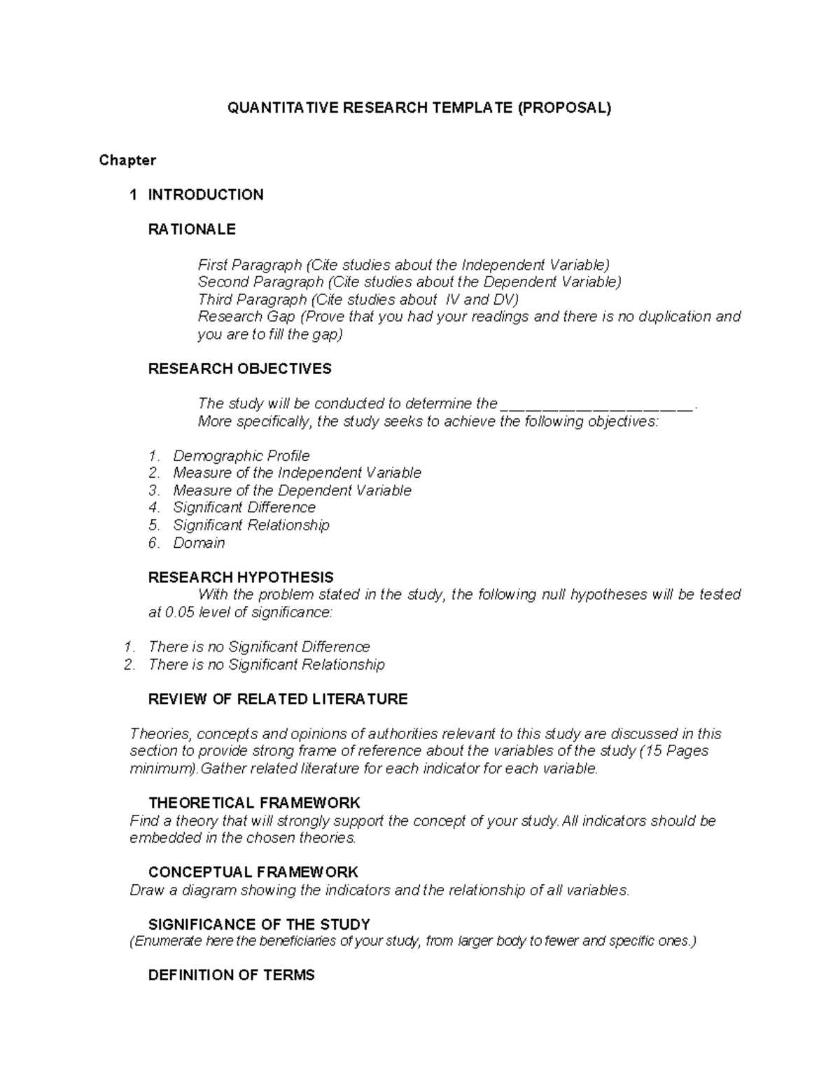 QN- Template- Proposal - QUANTITATIVE RESEARCH TEMPLATE (PROPOSAL ...
