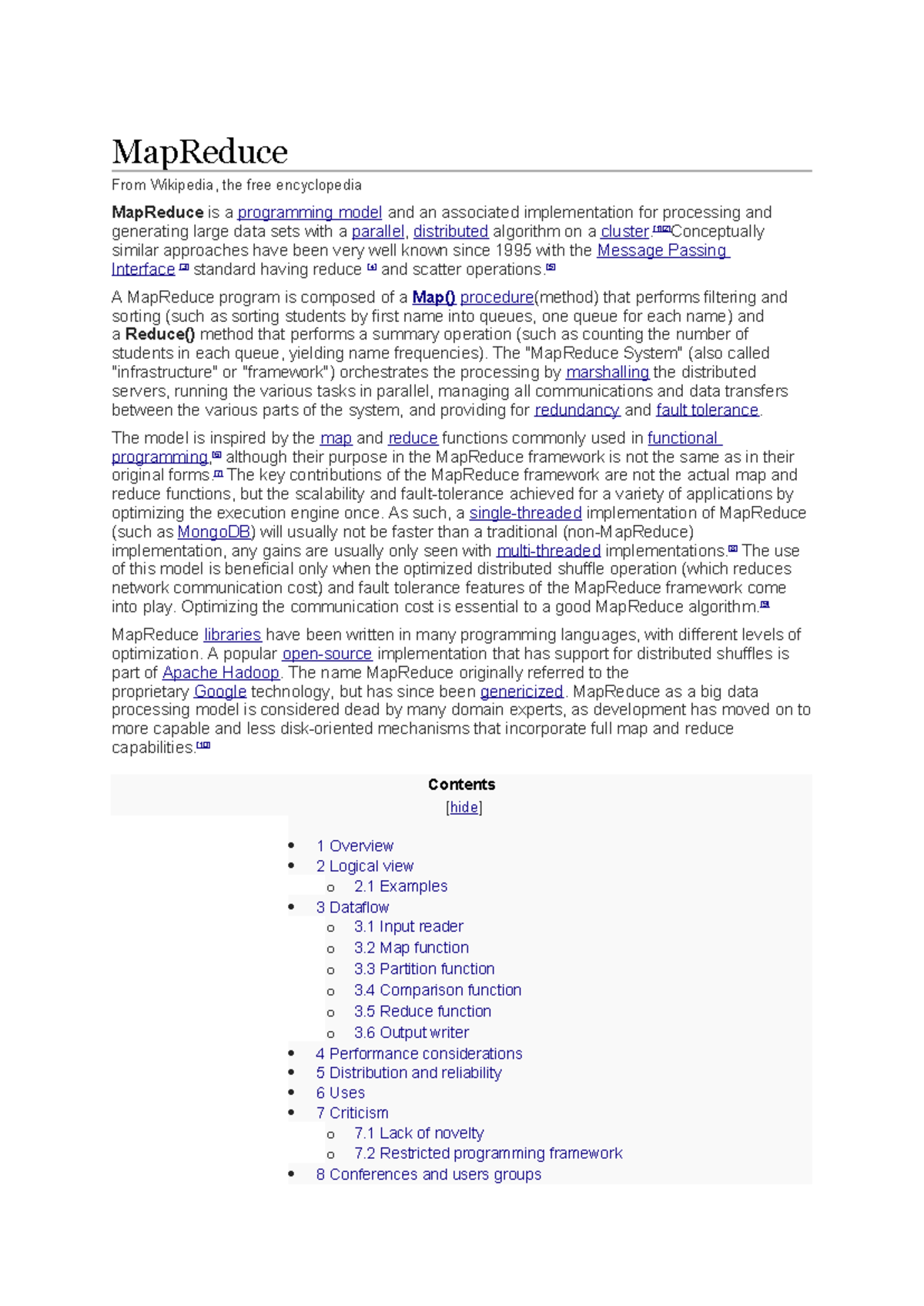 Map - mapping - MapReduce From Wikipedia, the free encyclopedia ...