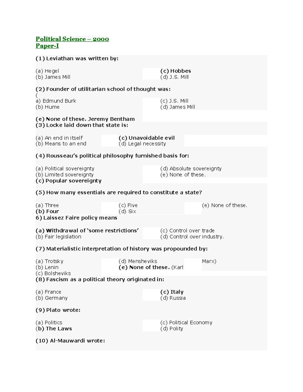 New Microsoft Word Document - Political Science – 2000 Paper-I (1 ...