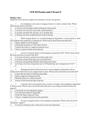 NUR 265 EXAM 3 Outline - Summary Advanced MedSurg - NUR 265 EXAM 3 ...