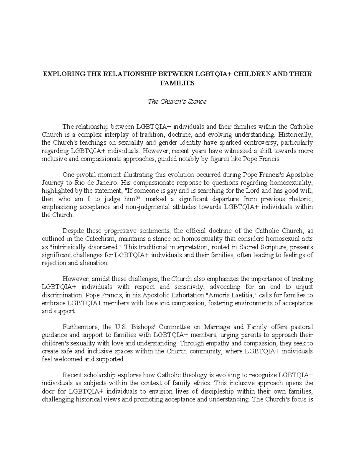 Lgbtqia+ Church Stance - EXPLORING THE RELATIONSHIP BETWEEN LGBTQIA+ ...