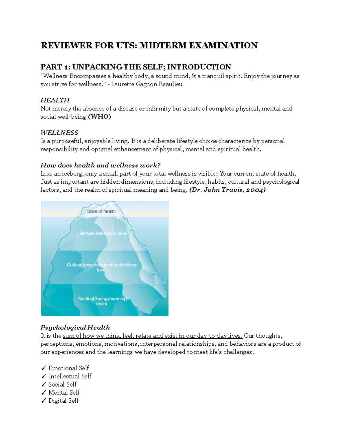 REVIEWER FOR UTS_ MIDTERM EXAMINATION - Enjoy the journey as you strive ...