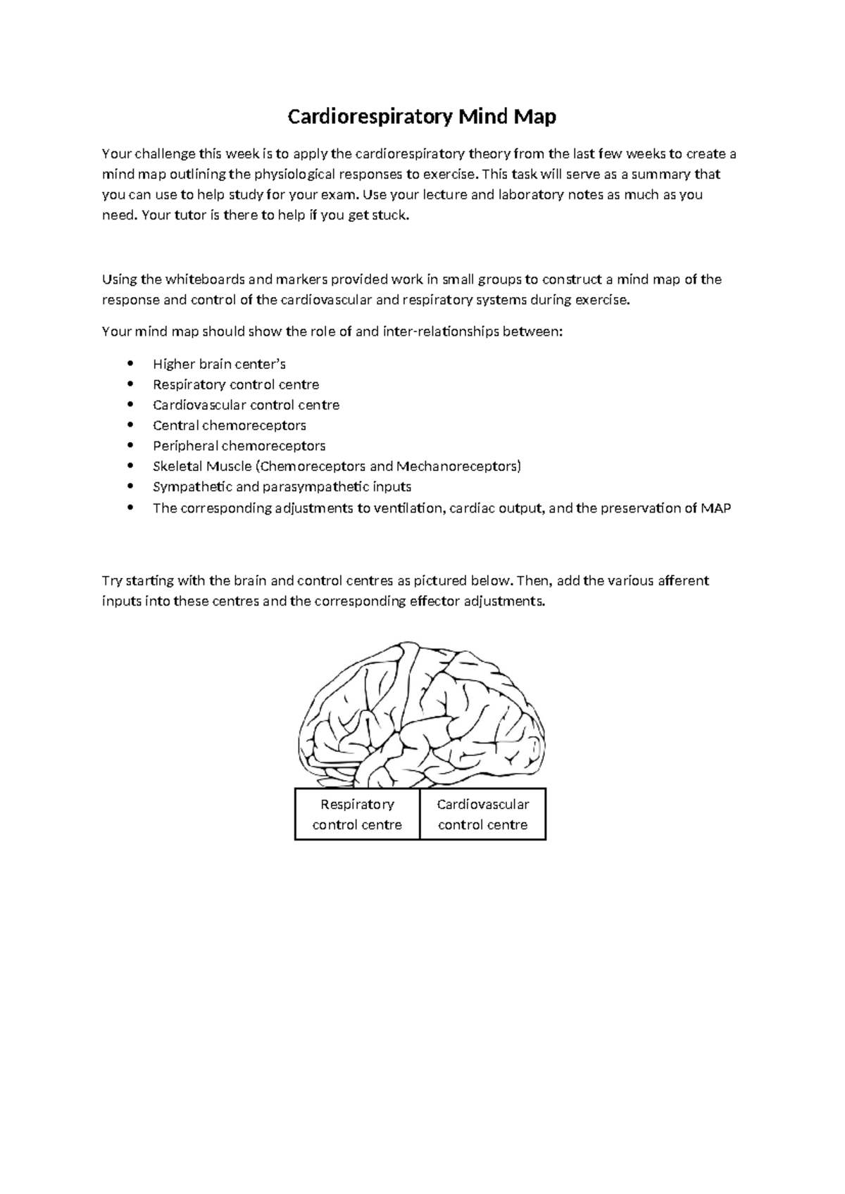 Cardiorespiratory mind map lab - Cardiorespiratory Mind Map Your ...