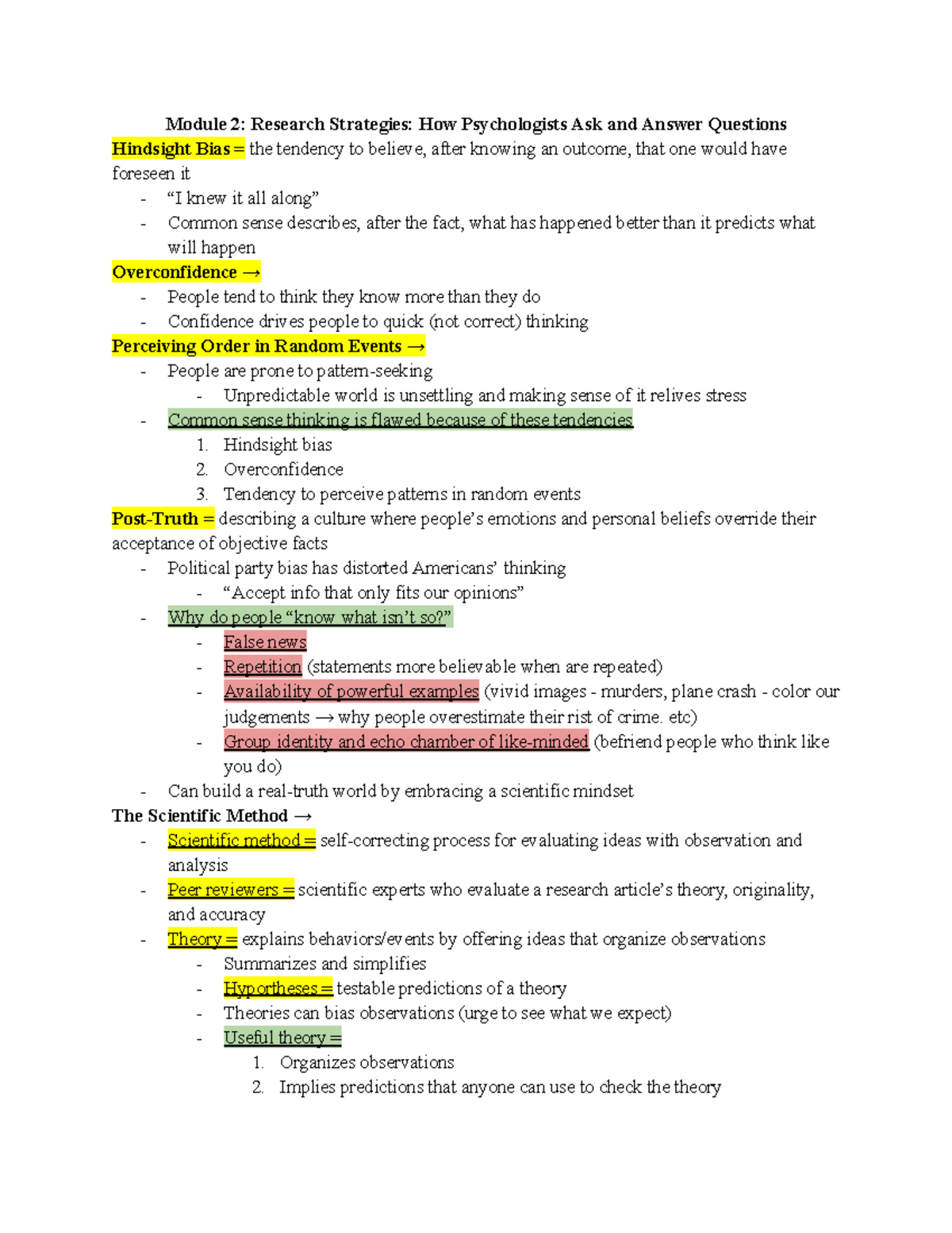 Psych Notes - Module 2: Research Strategies: How Psychologists Ask and ...
