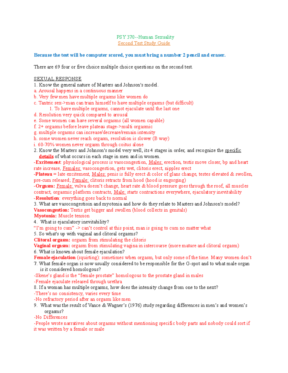 HD Sex Study Guide Test 3 - PSY 370-Human Sexuality Second Test Study ...