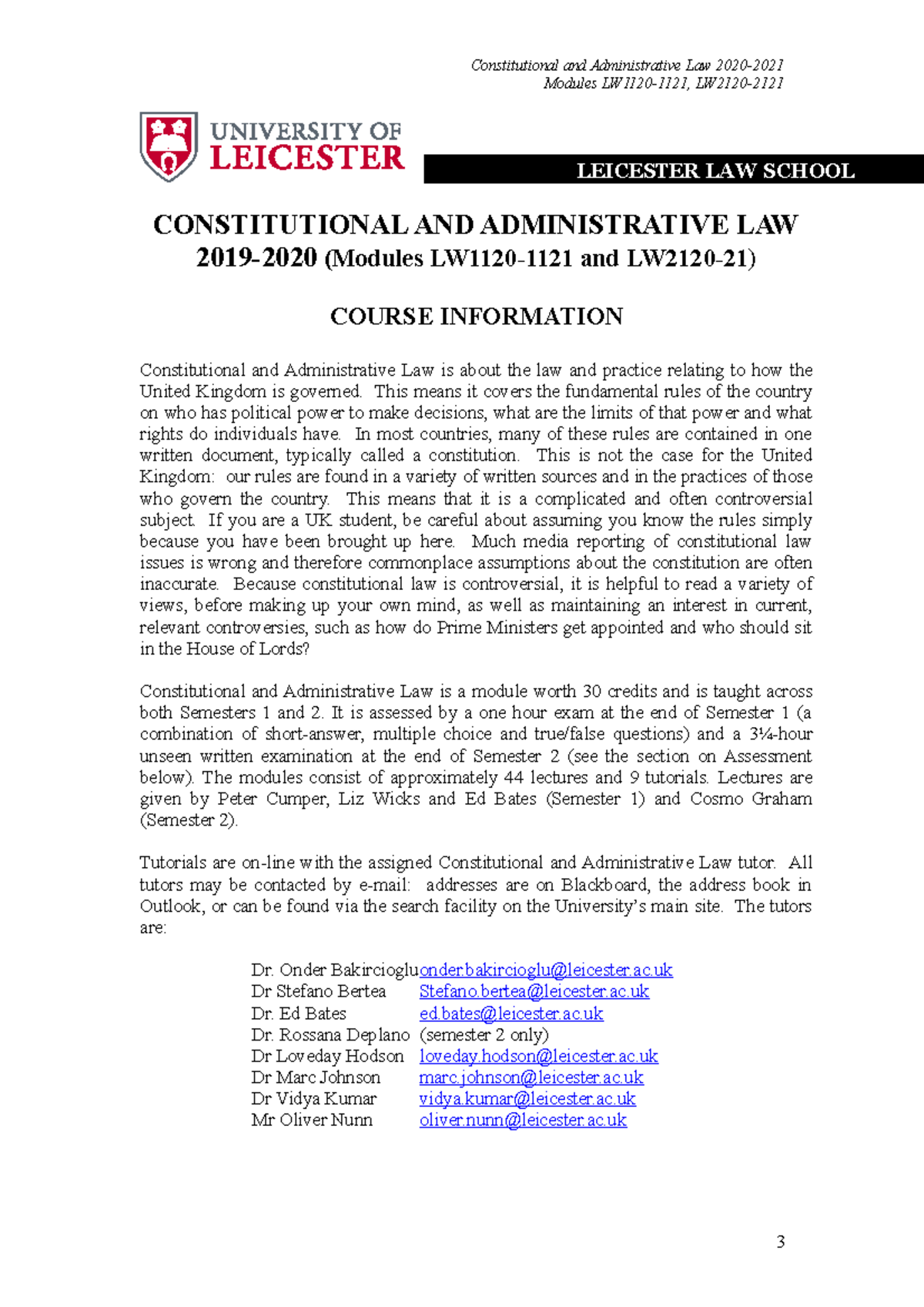 Constitutional & Administrative Law Syllabus - 2020/2021 - Modules ...