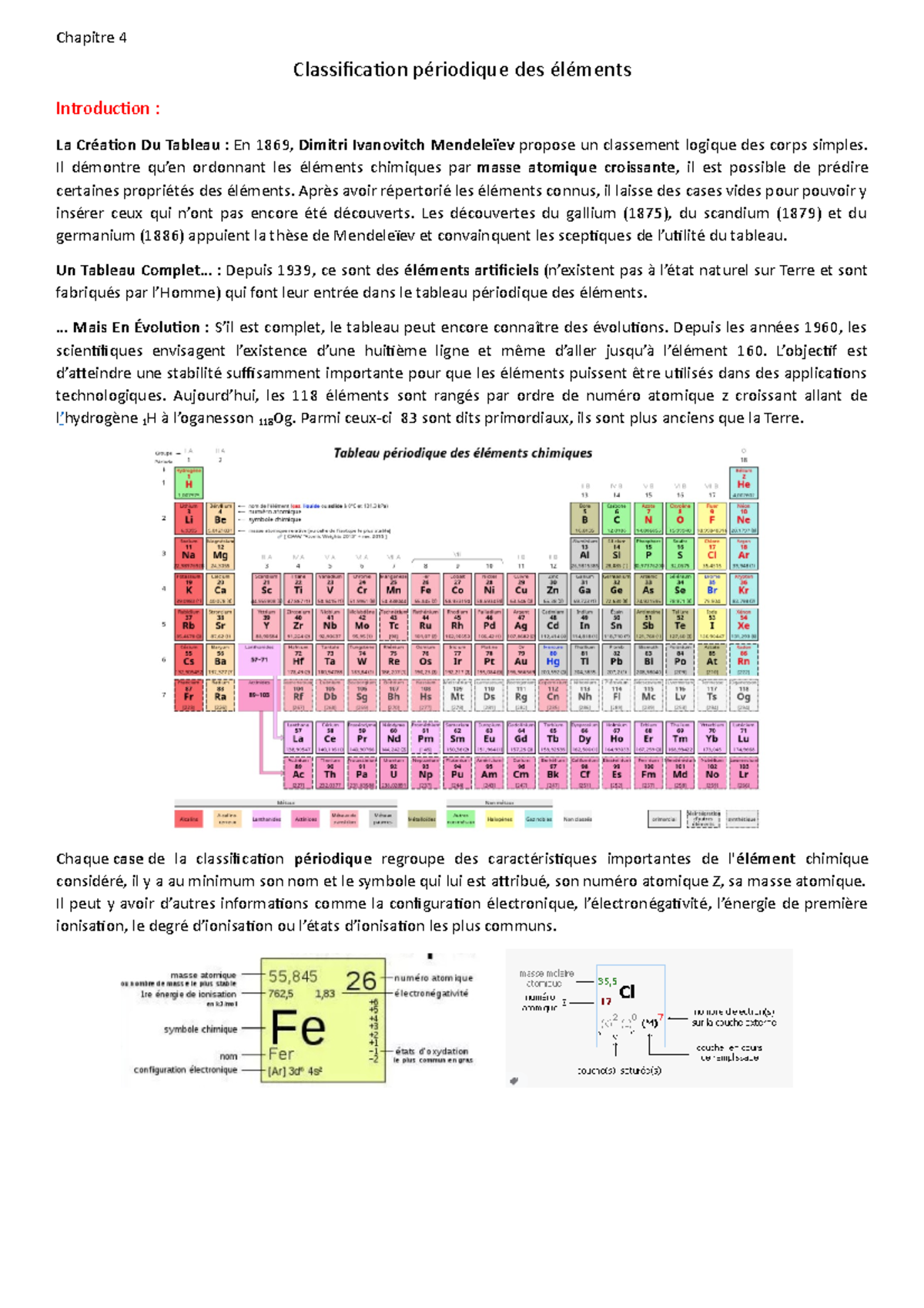 Chapitre 4 Classification périodique des éléments - Atomes et molécules ...