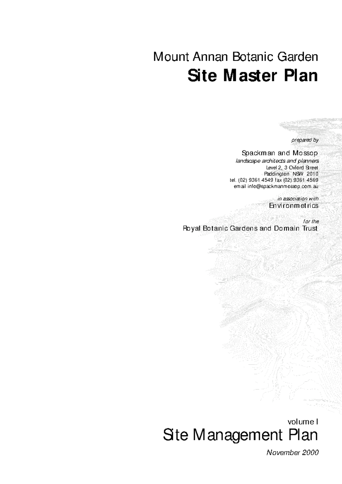 2000 Site Management Plan - volume I Site Management Plan November 2000 ...