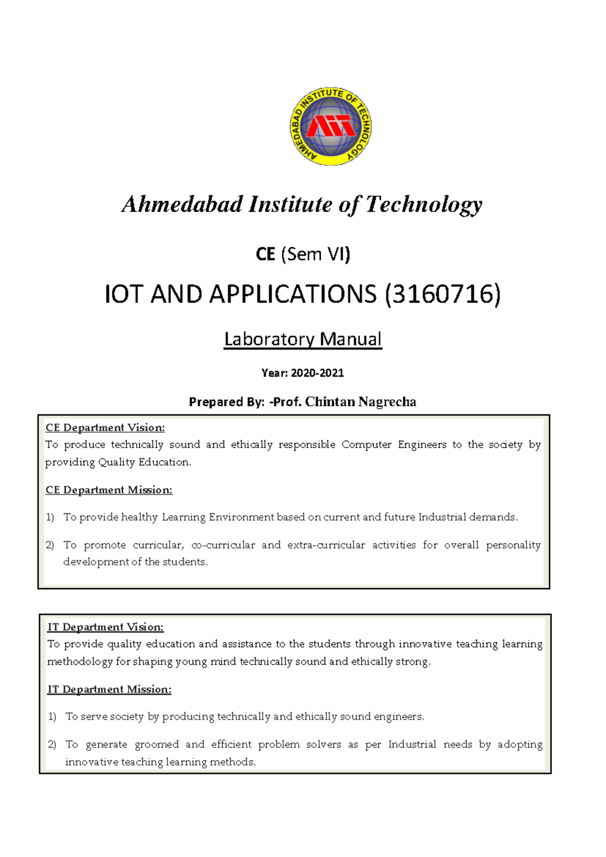 5 - rjhefgjsabf - Ahmedabad Institute of Technology CE (Sem VI) IOT AND ...