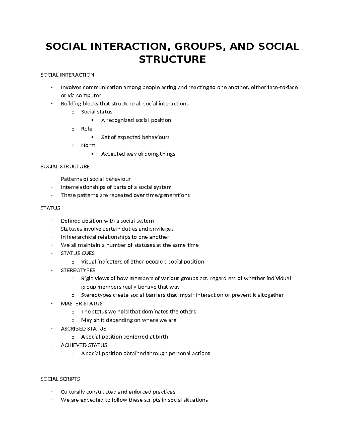 Niagara College - SOCL1100 PPT 7 - Social Interaction, Groups, & Social ...