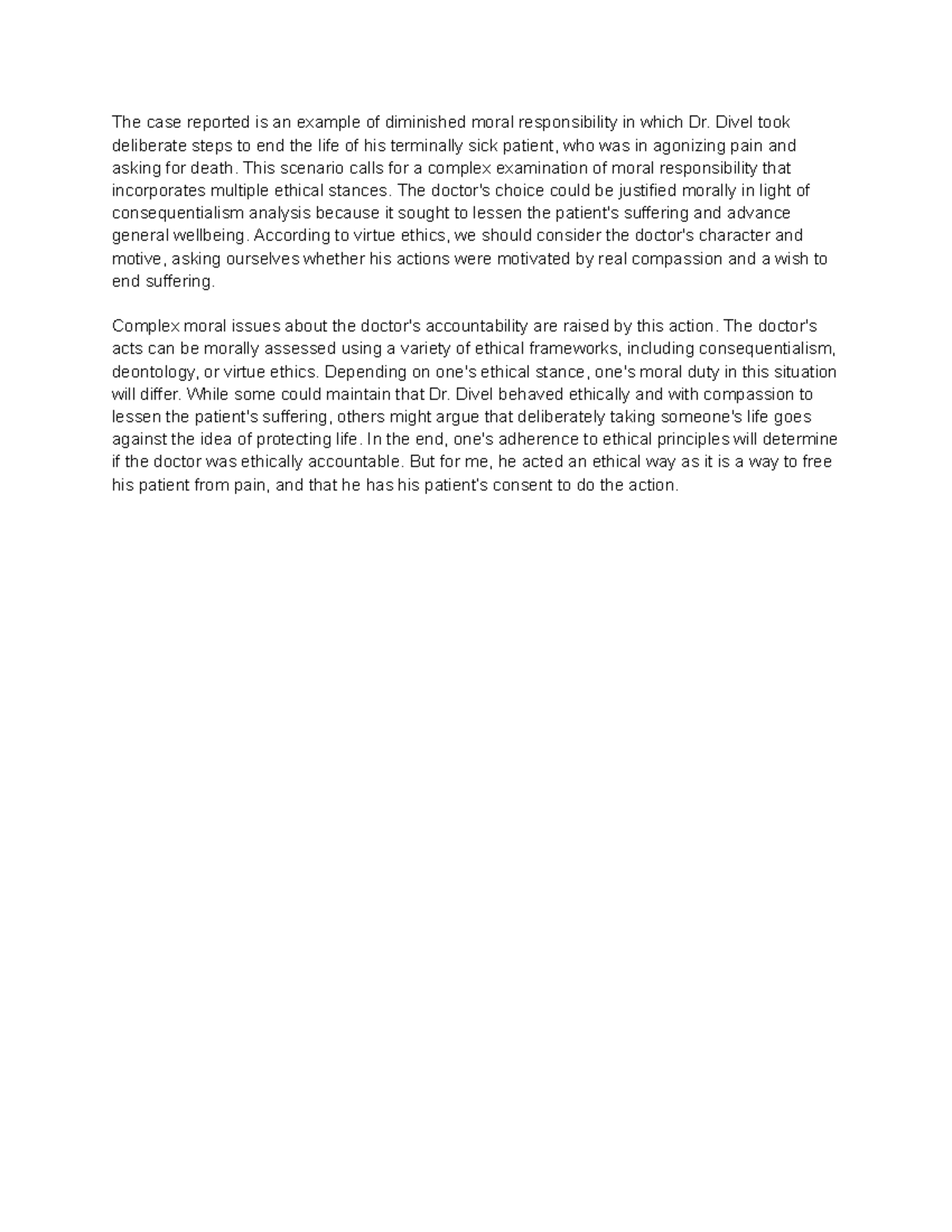 AS1 Cosalan - AS1 - The case reported is an example of diminished moral ...