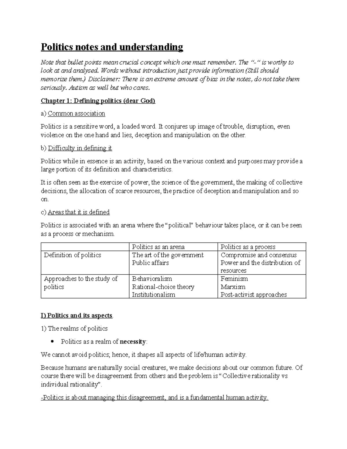 Politics notes and understanding - The “-“ is worthy to look at and ...