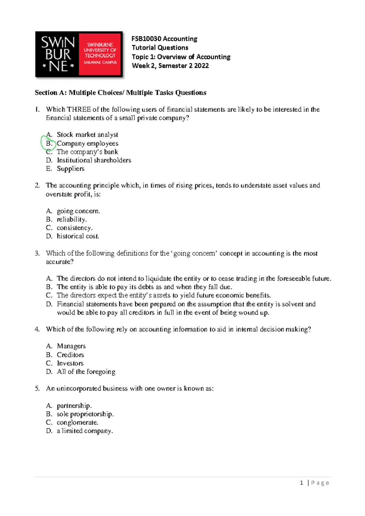 Tutorial+Week+2+Topic+1 - FSB10030 Accounting Tutorial Questions Topic ...