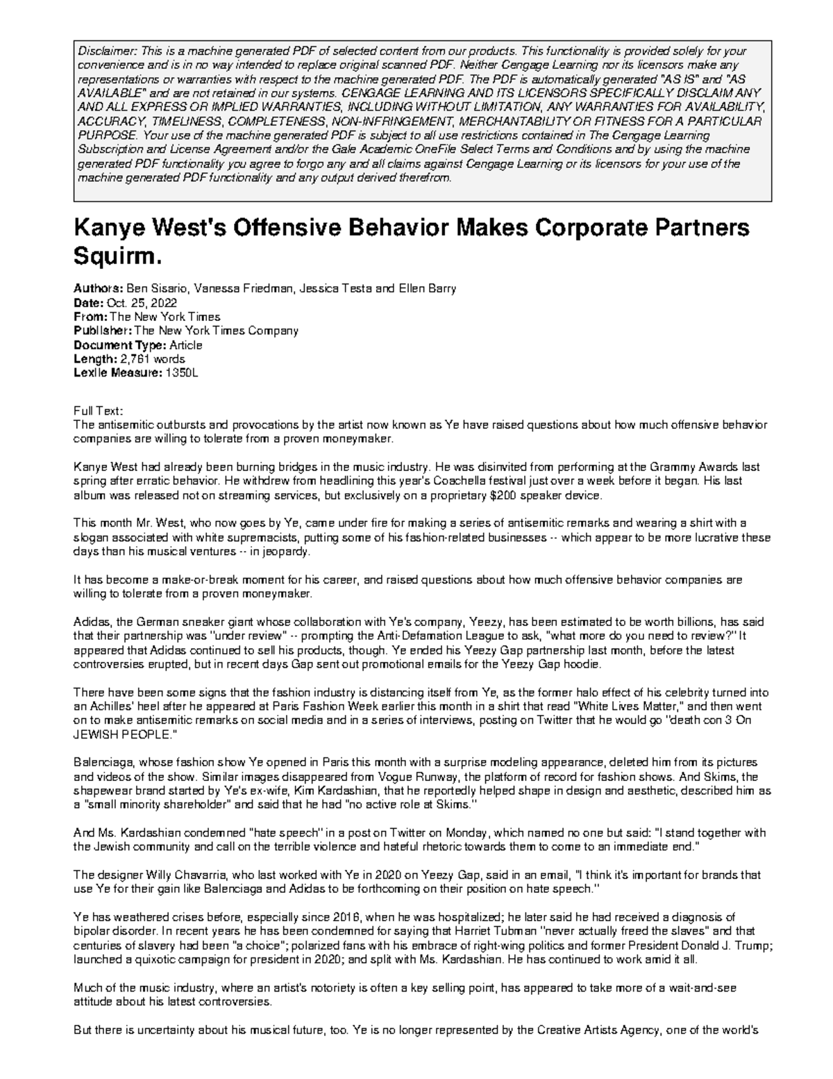 Kanye Wests Offensive Behavior - Disclaimer: This is a machine ...