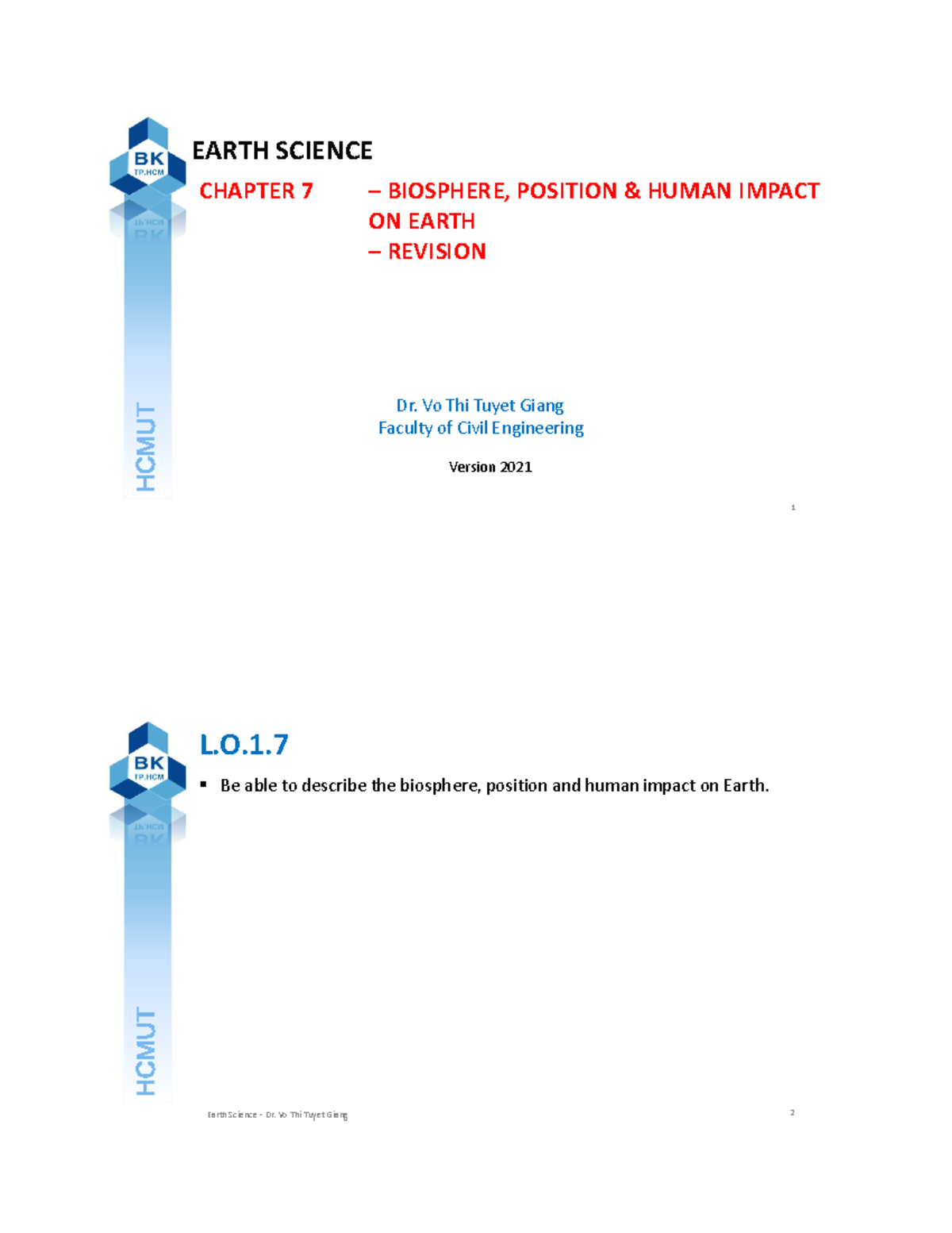 Earth Science CHAP7 PART1 BKEL - CHAPTER 7 – BIOSPHERE, POSITION ...