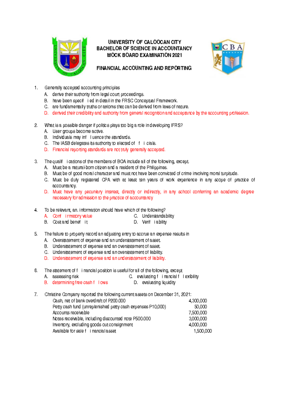 Ucc-mock-board-exam-2021-far-70 compress - UNIVERSITYOFCALOOCANCITY ...