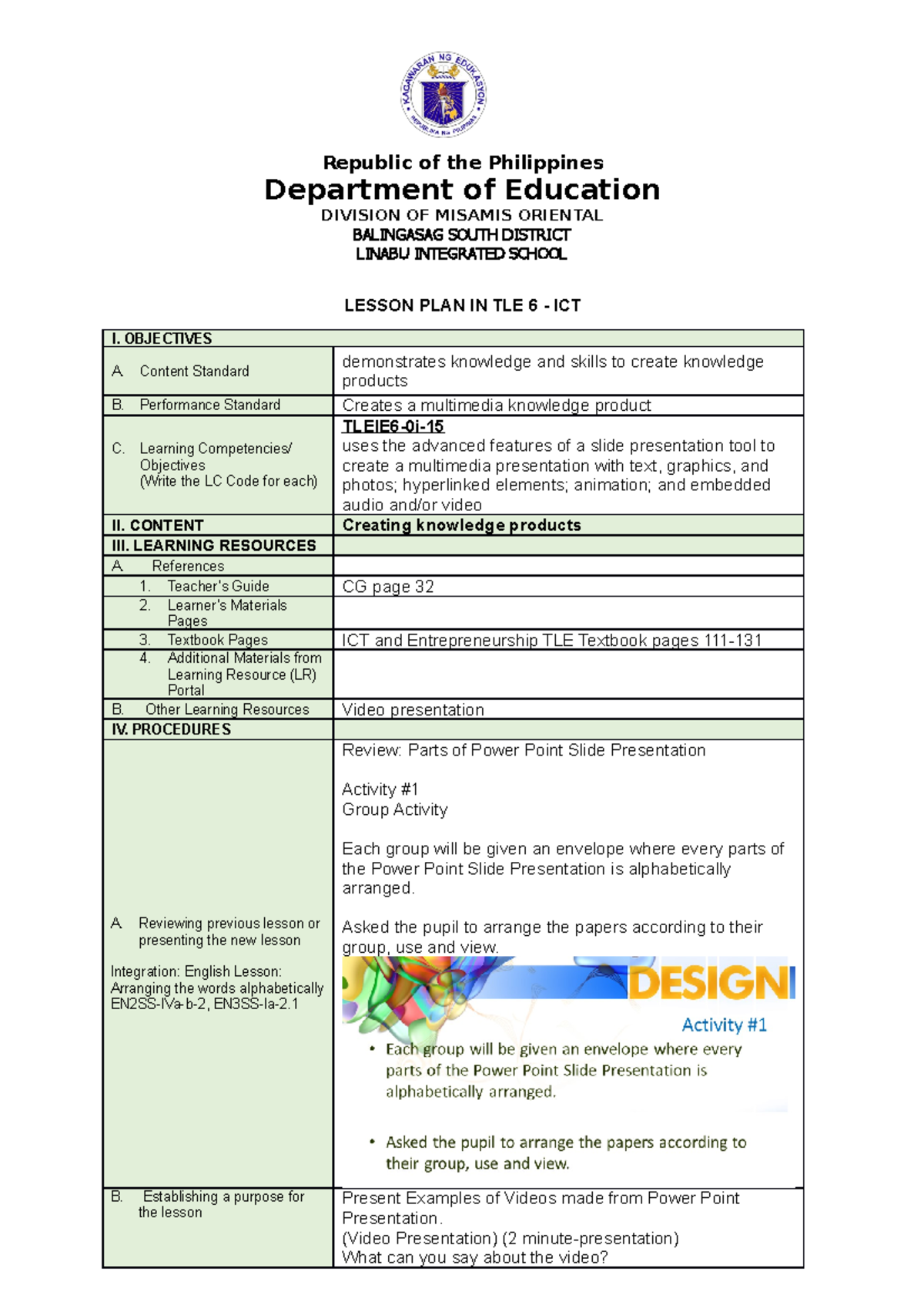 COT DLP EPP 6 BY Teacher Cherrie ANN A. DELA CRUZ - Republic of the Philippines Department of ...