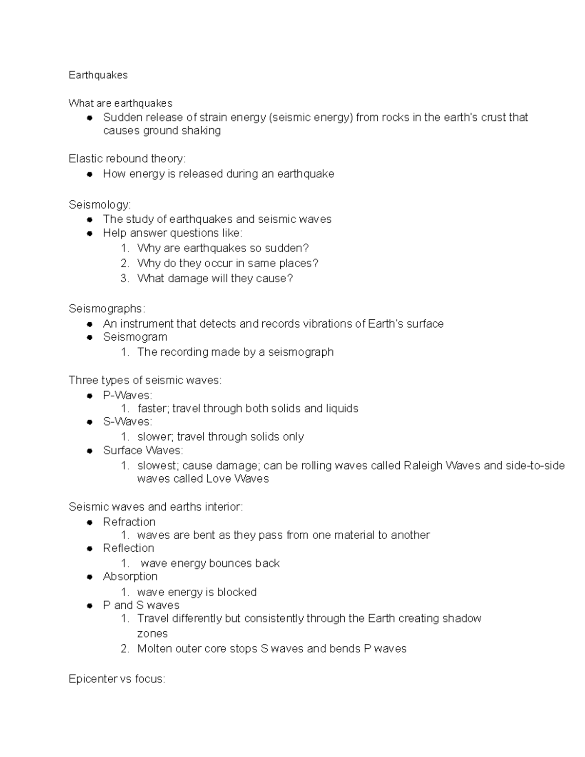 Earthquakes - earthquake notes - Earthquakes What are earthquakes ...