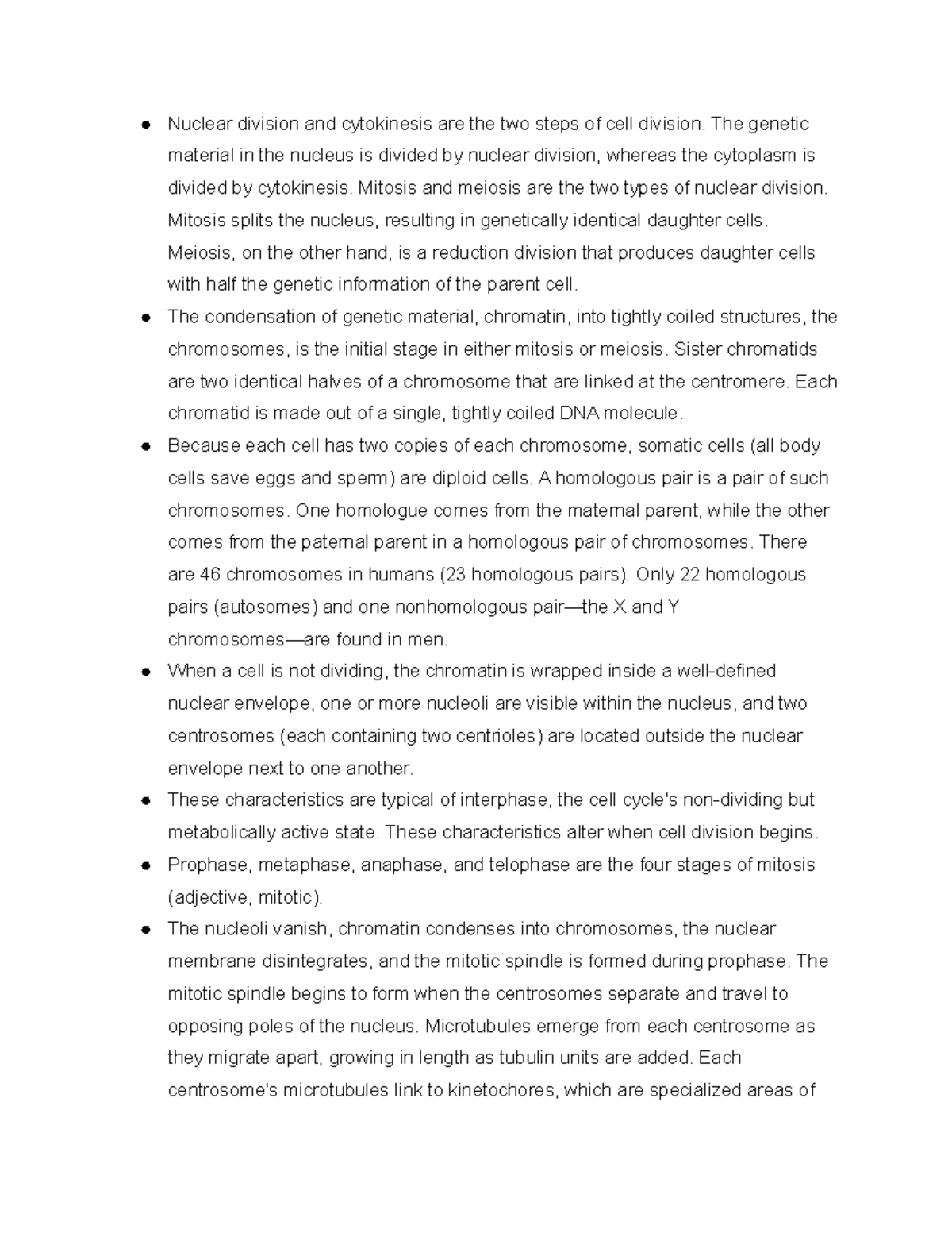 The Cell Division - notes - Nuclear division and cytokinesis are the ...