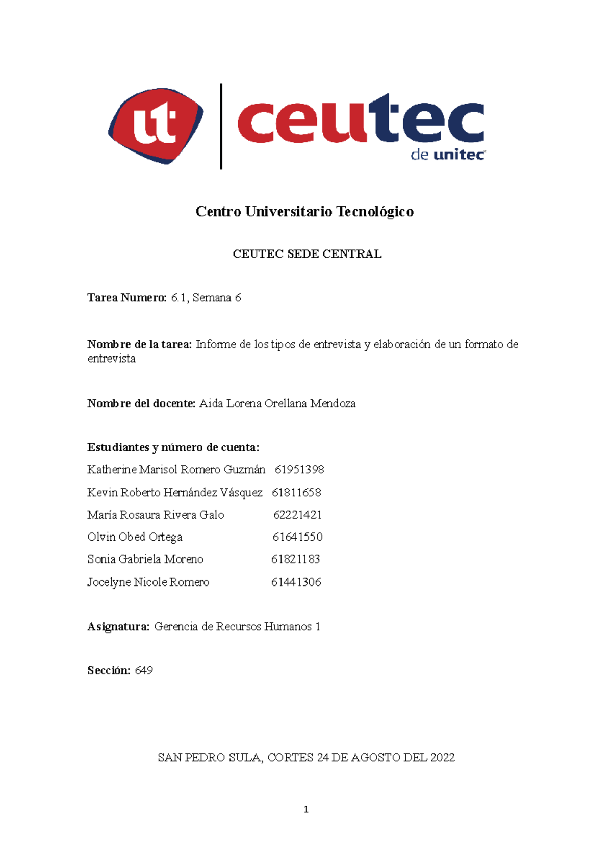 Grupo 5 Tarea S 6 - Centro Universitario Tecnológico CEUTEC SEDE ...