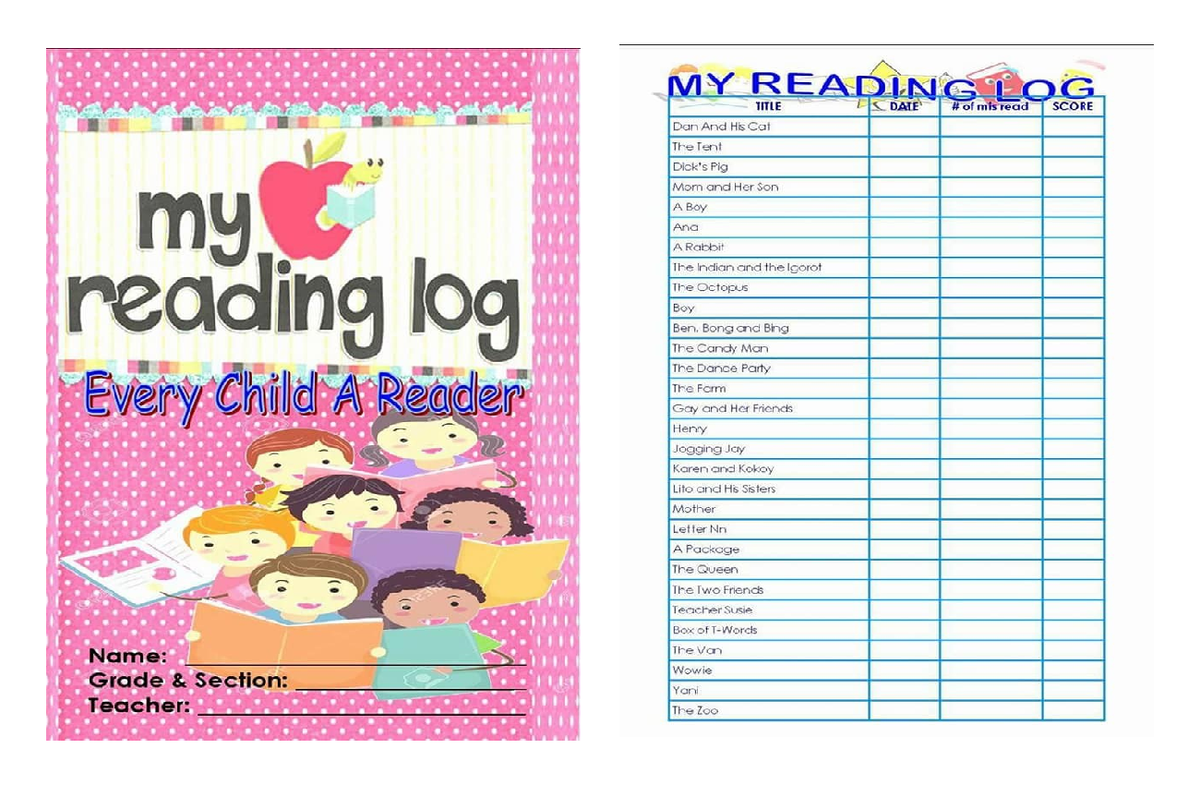 My Reading Log - MY READIN LOG TITLE DATE of mis read SCORE Dan And His ...