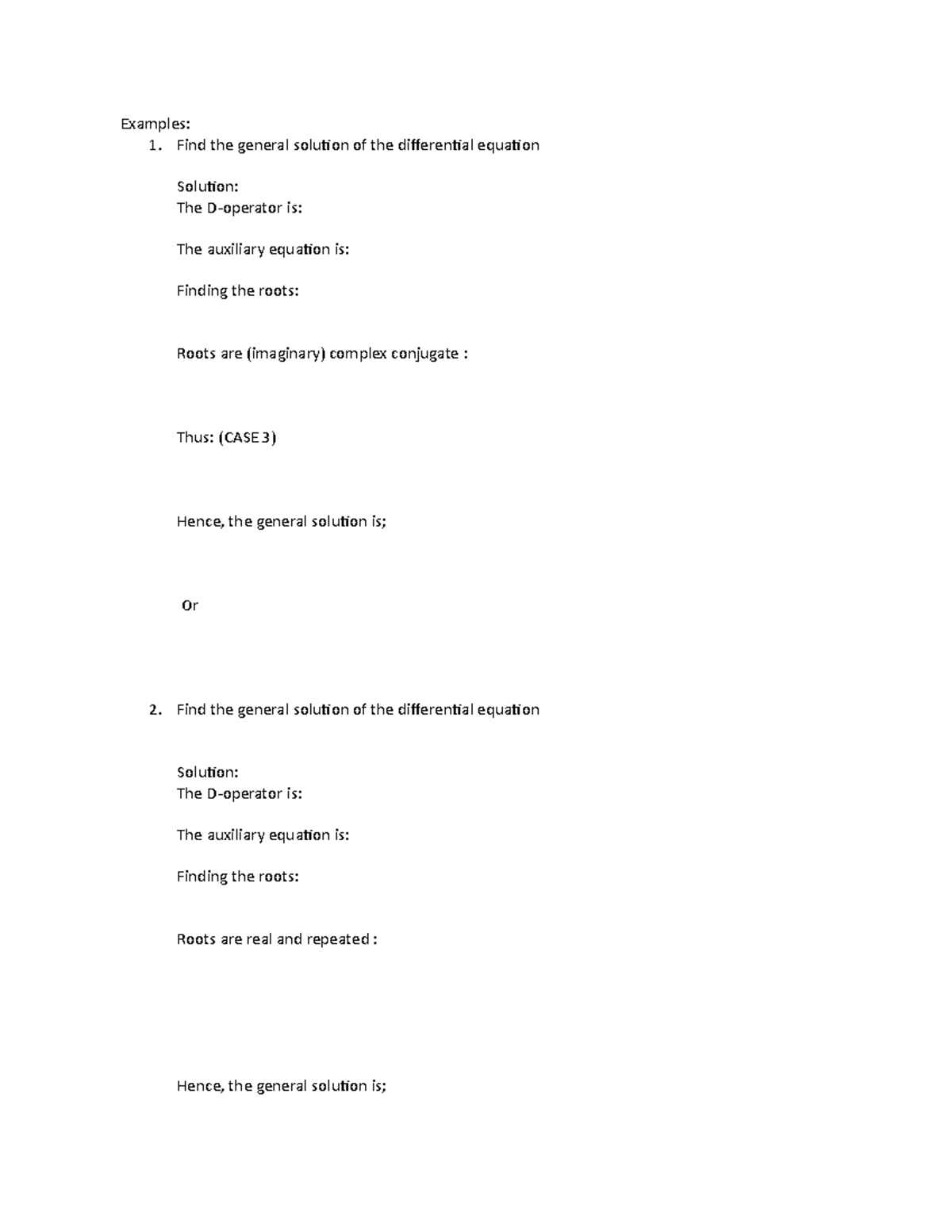 Examples Dec 15, 2022 - gives us idea - Examples:1. Find the general ...