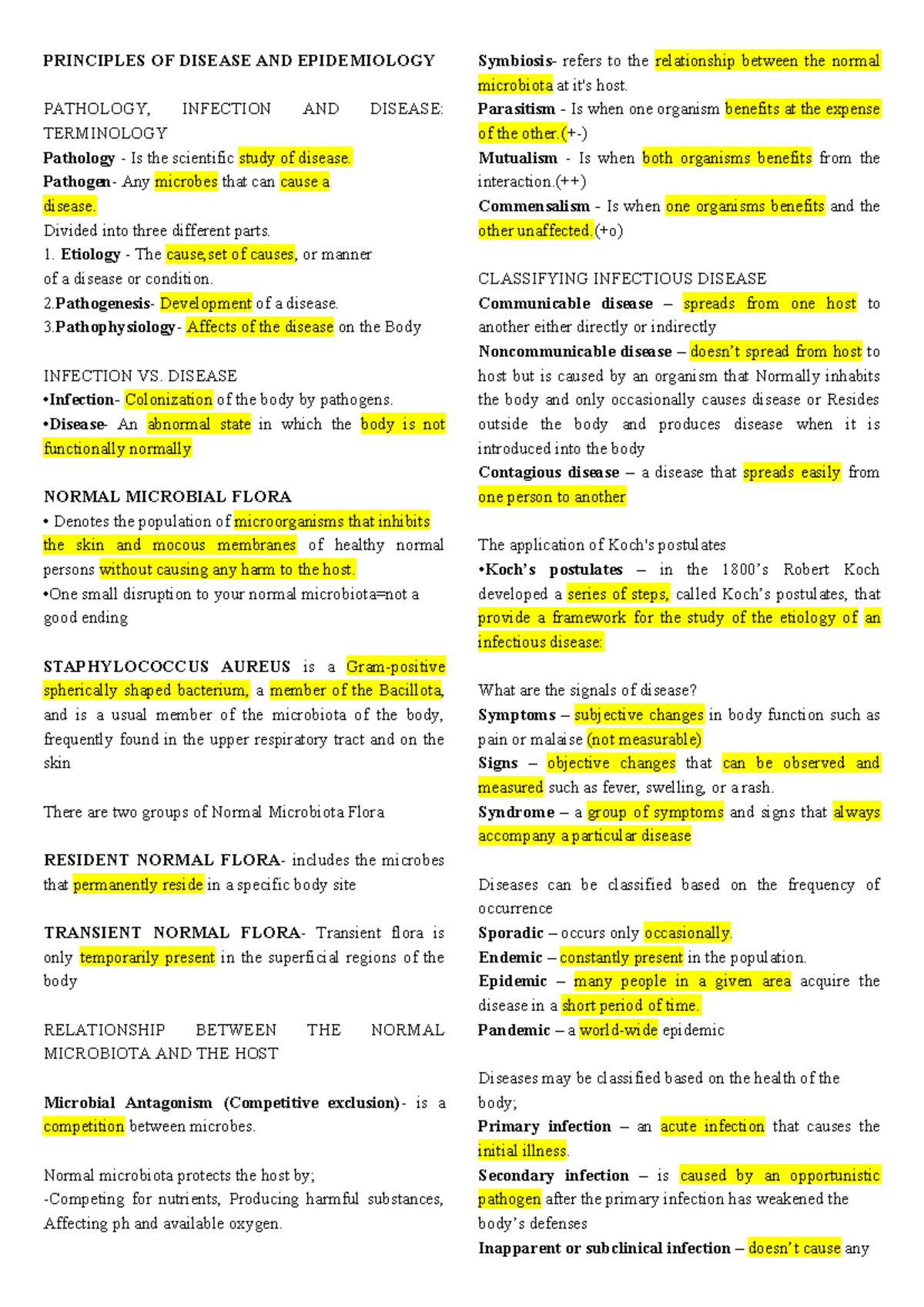 Micropara-midterm-reviewer highlighted - PRINCIPLES OF DISEASE AND ...