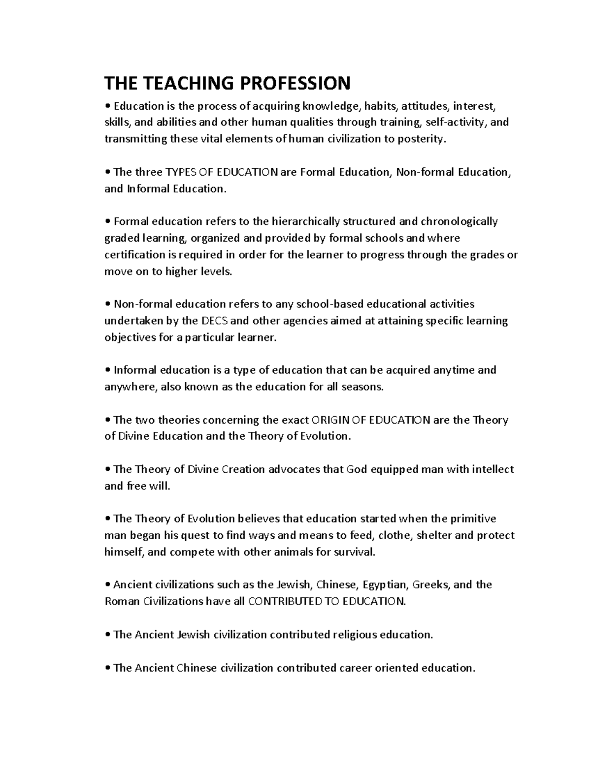 Teaching-Profession-Copy - THE TEACHING PROFESSION Education is the ...