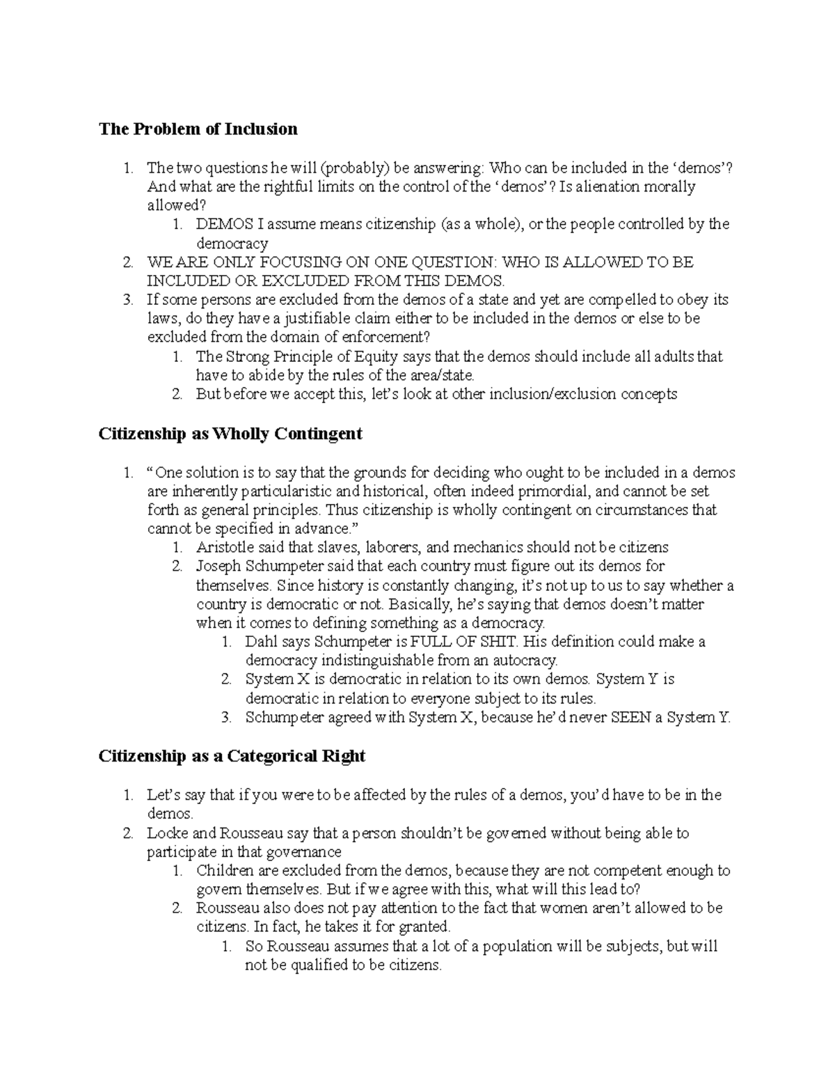 Categorical vs. Contingent Principles - The Problem of Inclusion The ...