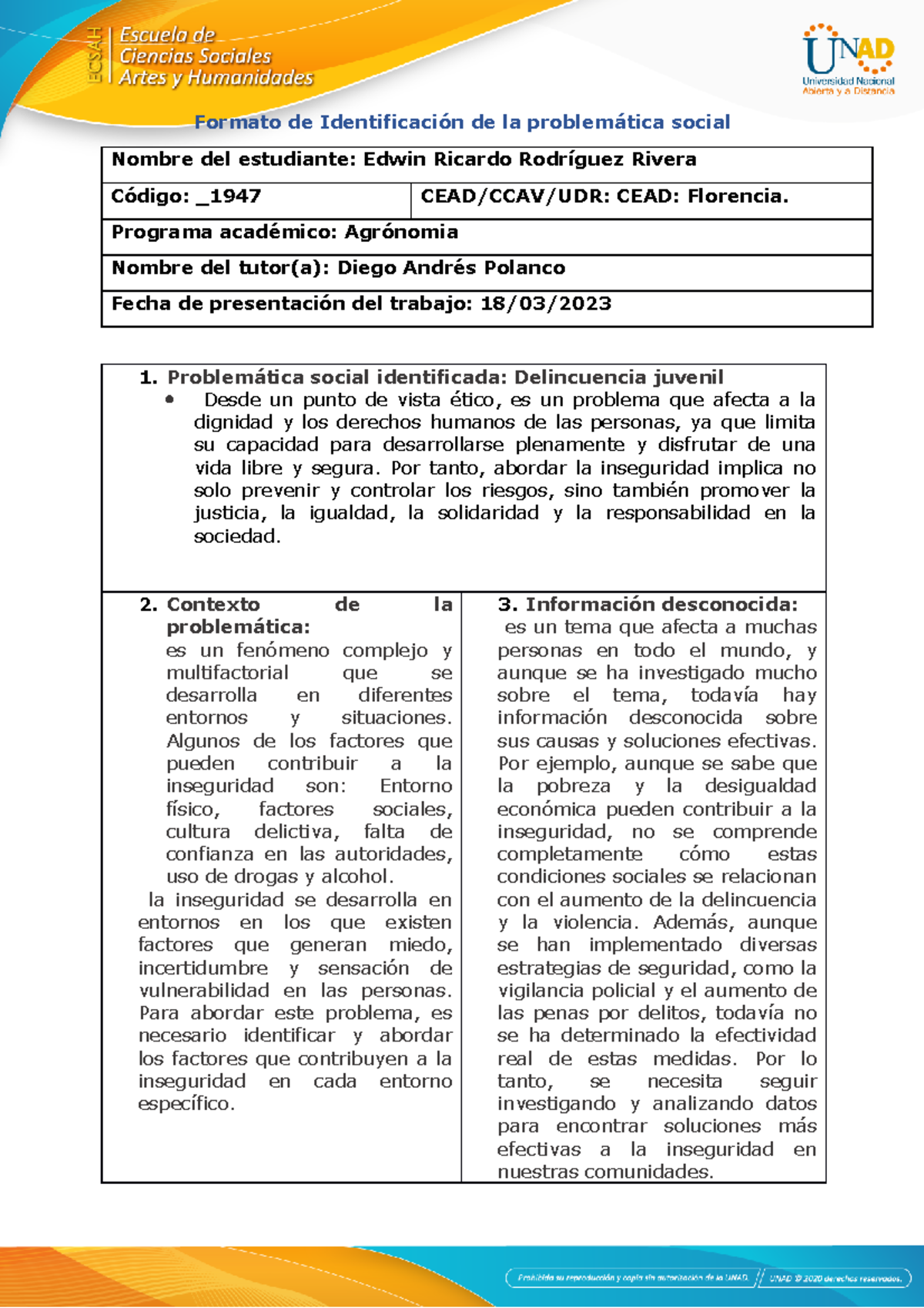 Anexo 1 - Formato identificación del problema - Formato de ...