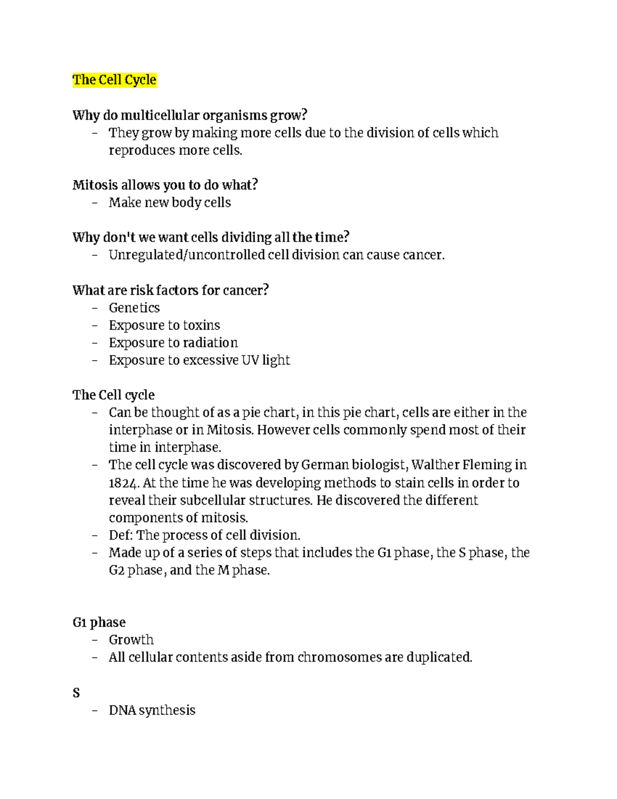 Mitosis - The Cell Cycle Why do multicellular organisms grow? - They ...