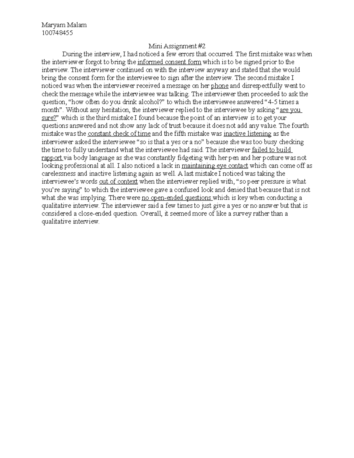 Mini Assignment #2 - second assign - Maryam Malam 100748455 Mini Assignment # During the ...