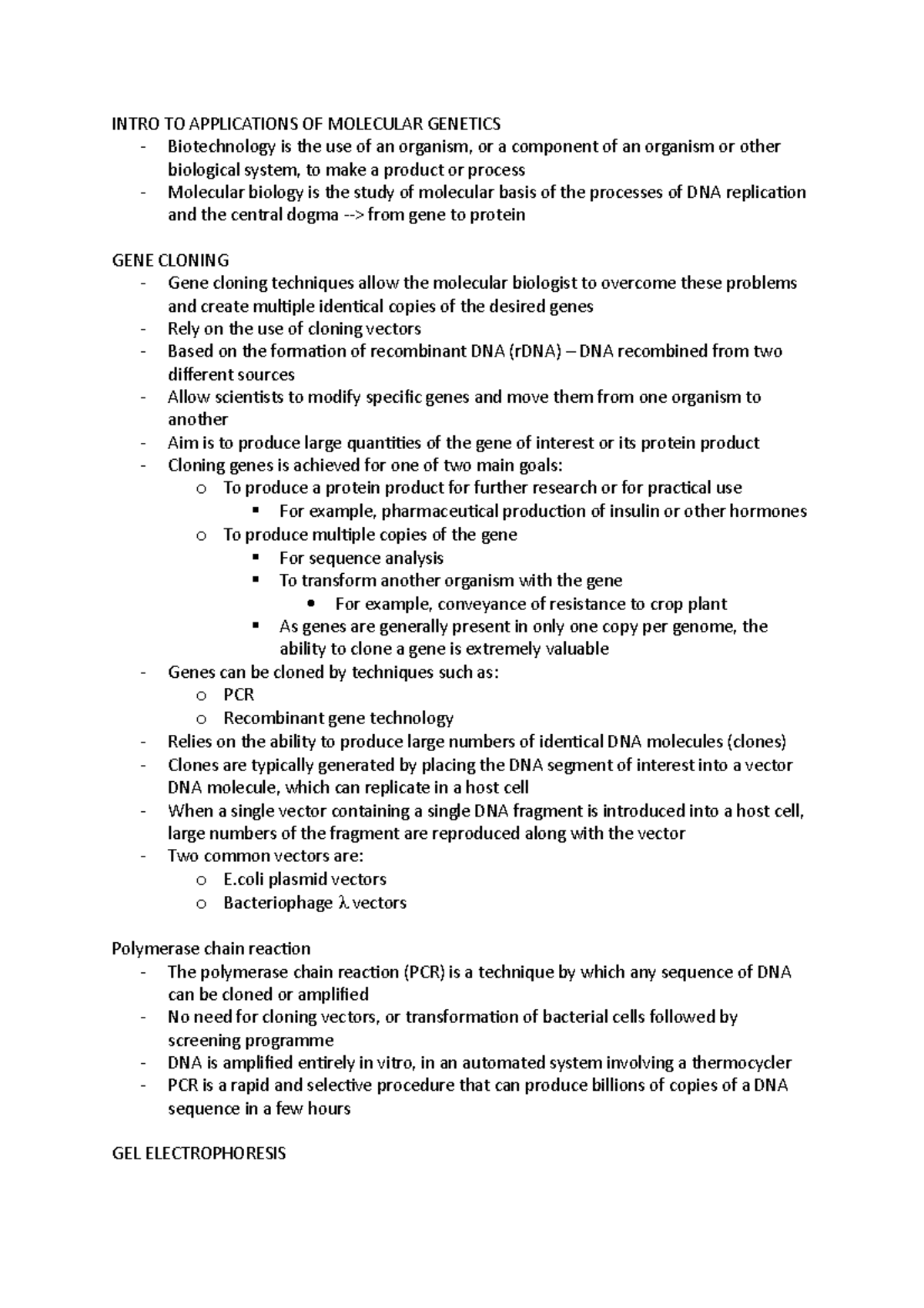 Intro TO Applications OF Molecular Genetics - BIOS408 - LBU - Studocu