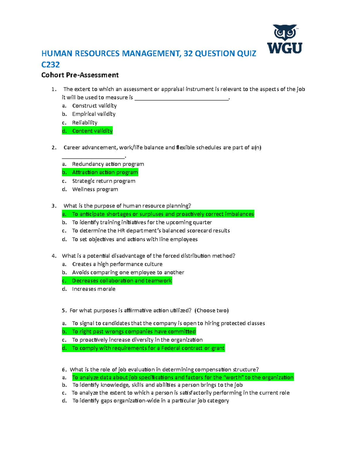 C232 32 Question Quiz - After failing the first test, the professor ...