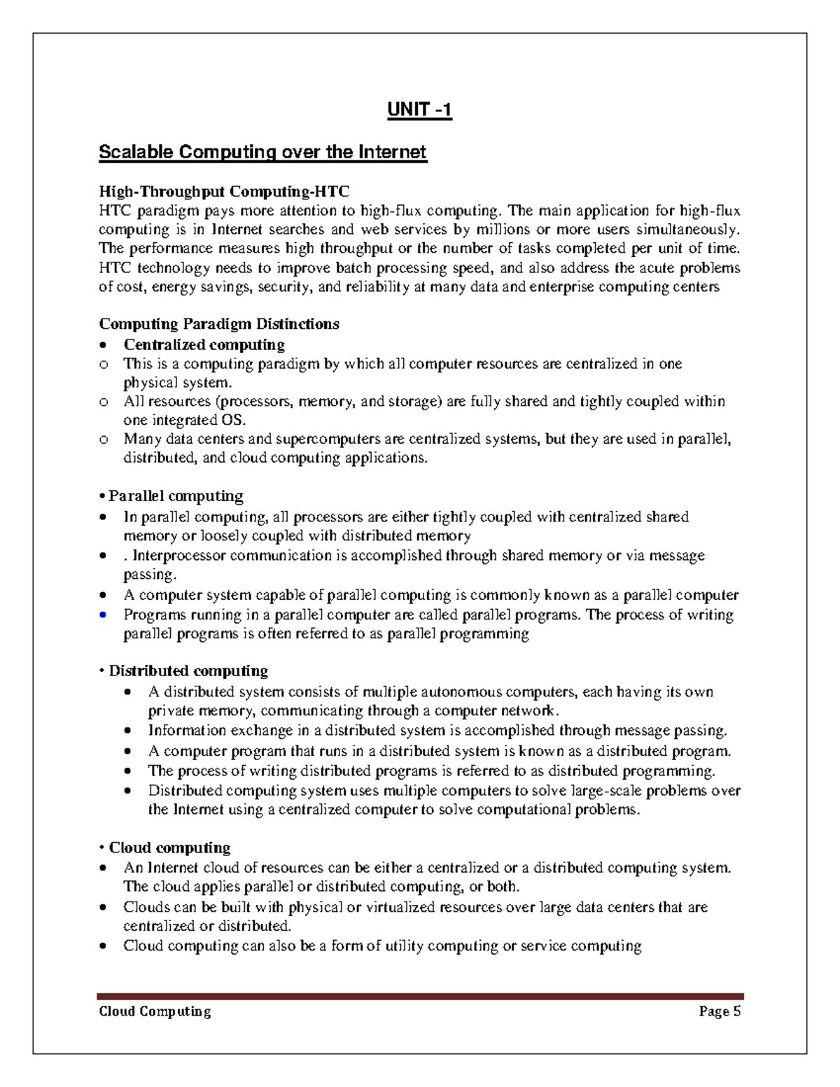 Complete note on cloud computing - UNIT - Scalable Computing over the Internet High-Throughput ...