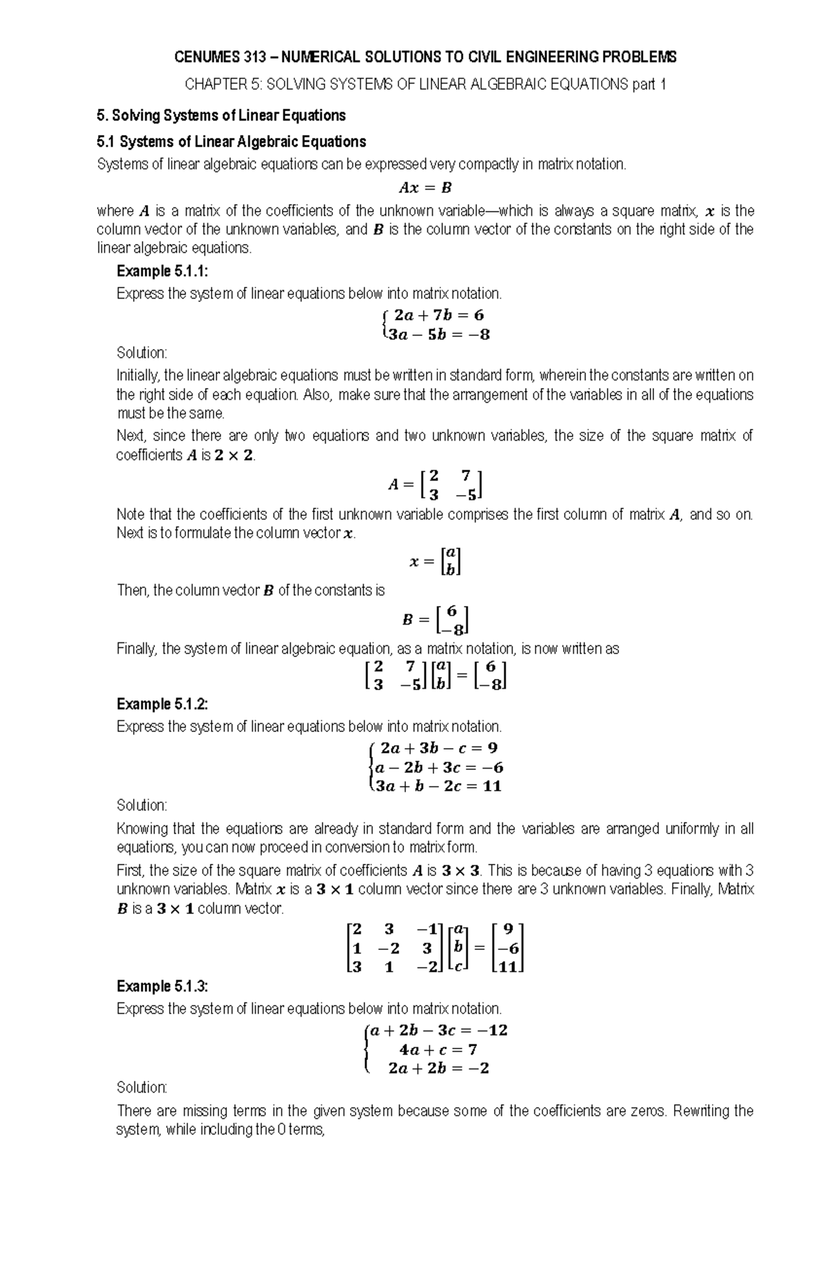 Cenums- Module-5A - notes - CHAPTER 5: SOLVING SYSTEMS OF LINEAR ...