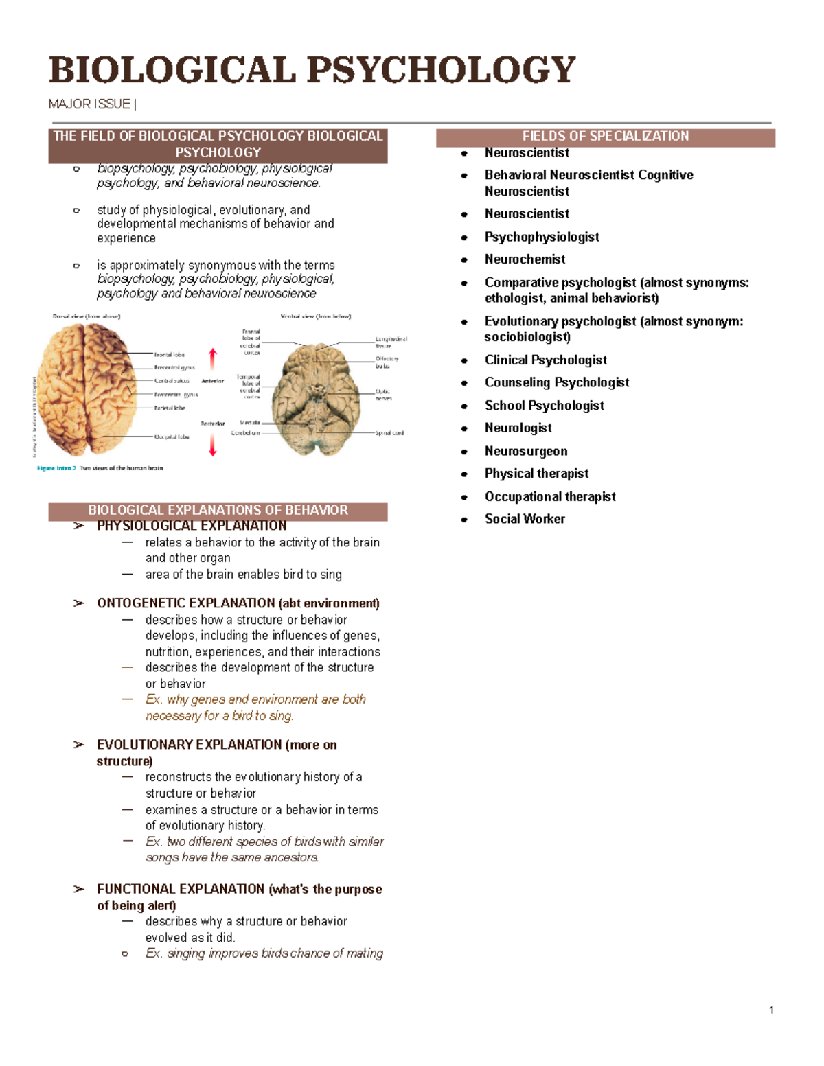 Biological Psychology - MAJOR ISSUE | THE FIELD OF BIOLOGICAL ...