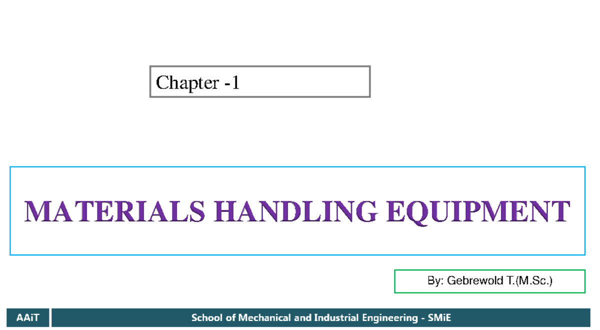 Ch-1 - material handling equipment - MATERIALS HANDLING EQUIPMENT By ...