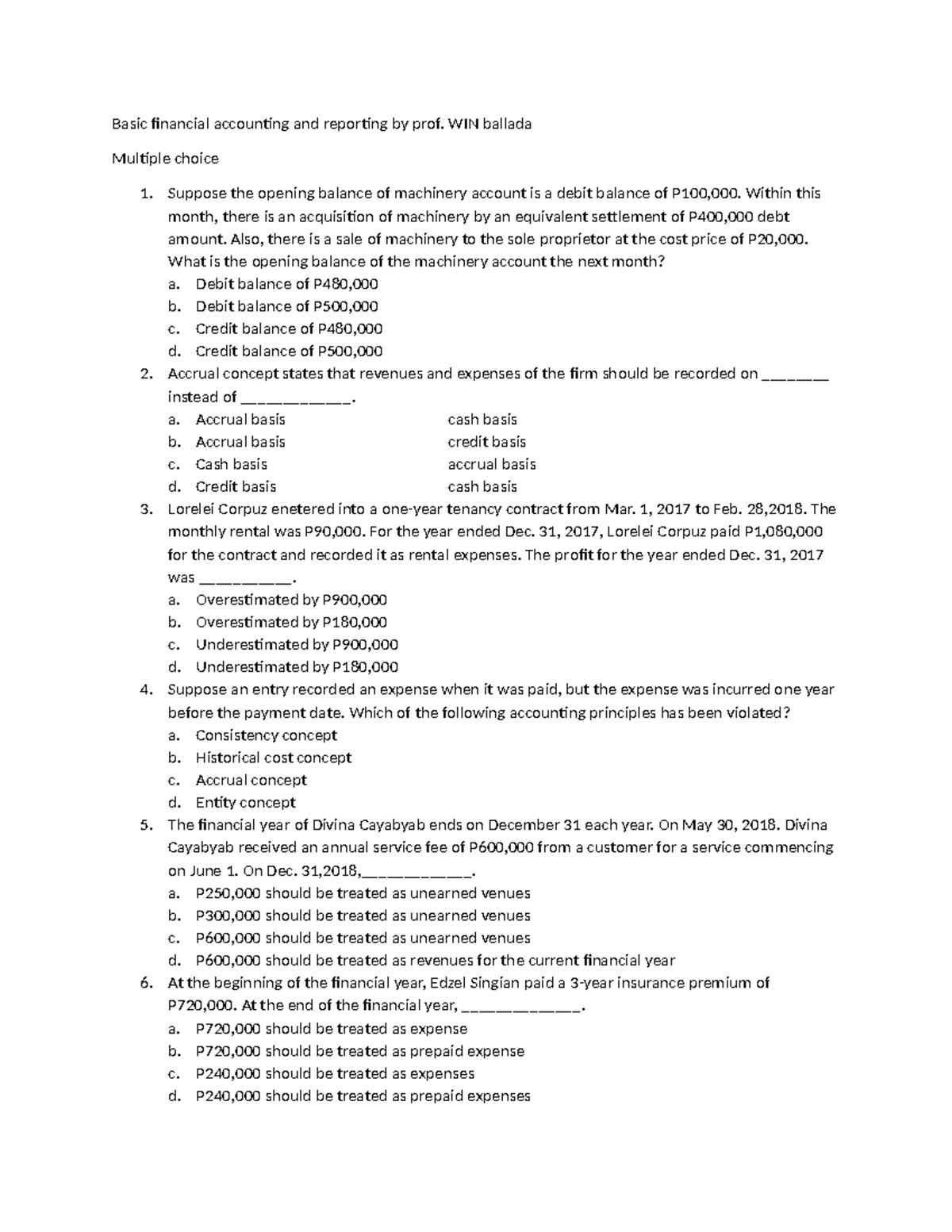 Accy cfas review by renz - Basic financial accounting and reporting by ...