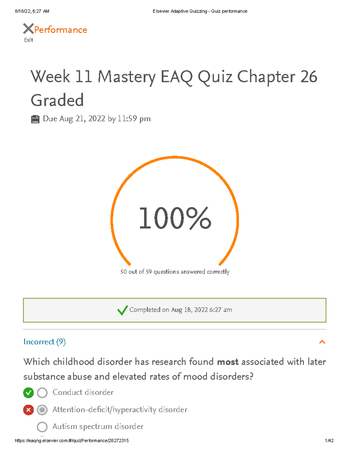 Chpter 26 eaq - eaq - Exit Performance Week 11 Mastery EAQ Quiz Chapter ...