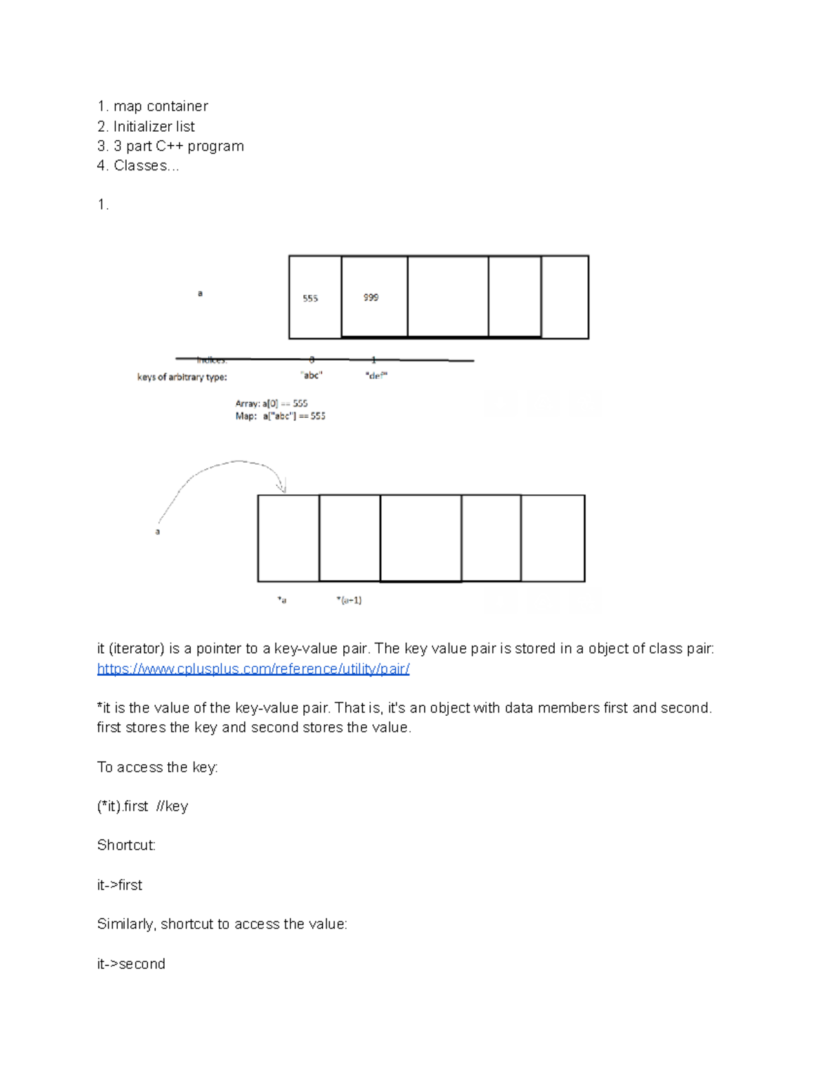 RA4 Notes - map container Initializer list3. 3 part C++ program Classes ...