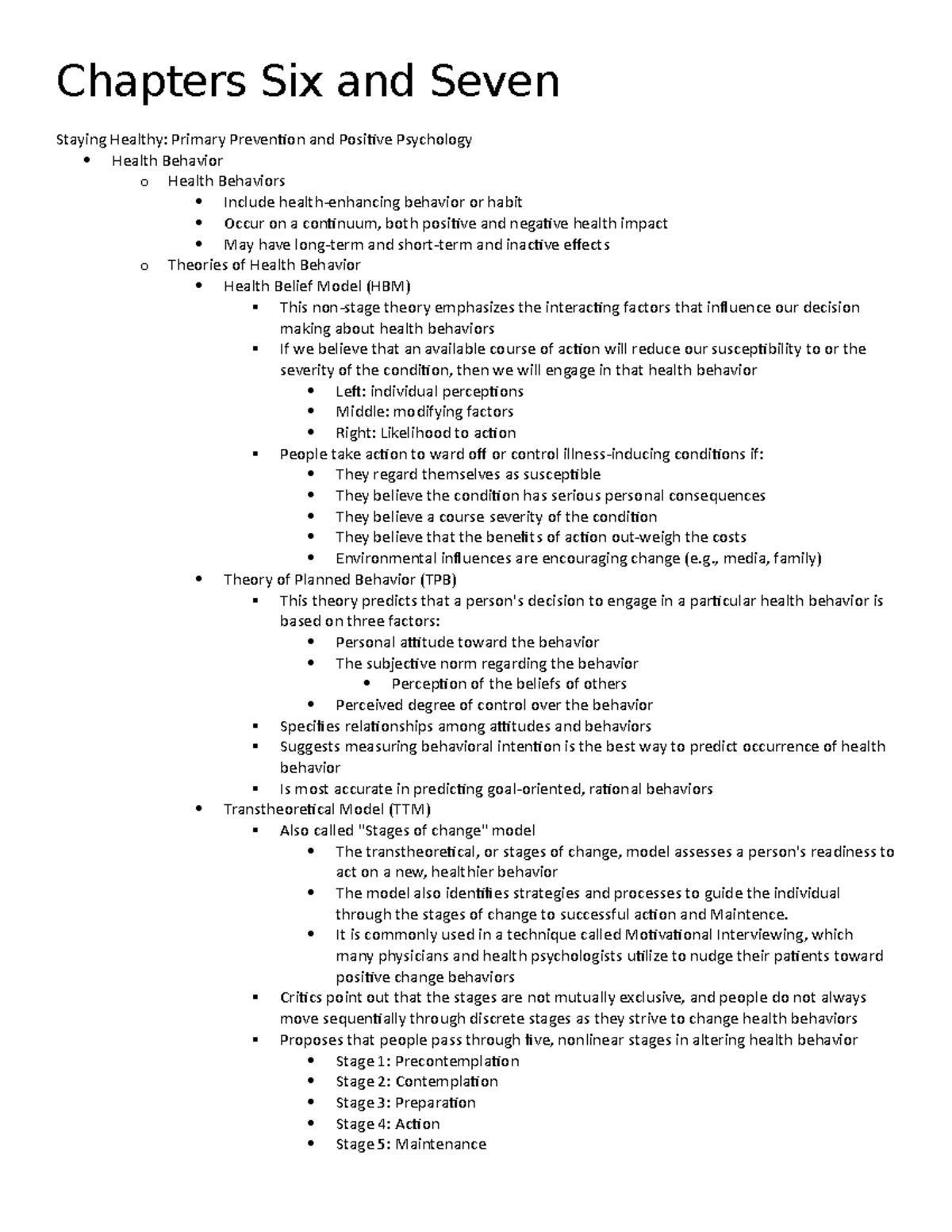 Chapters Six and Seven - Chapters Six and Seven Staying Healthy ...