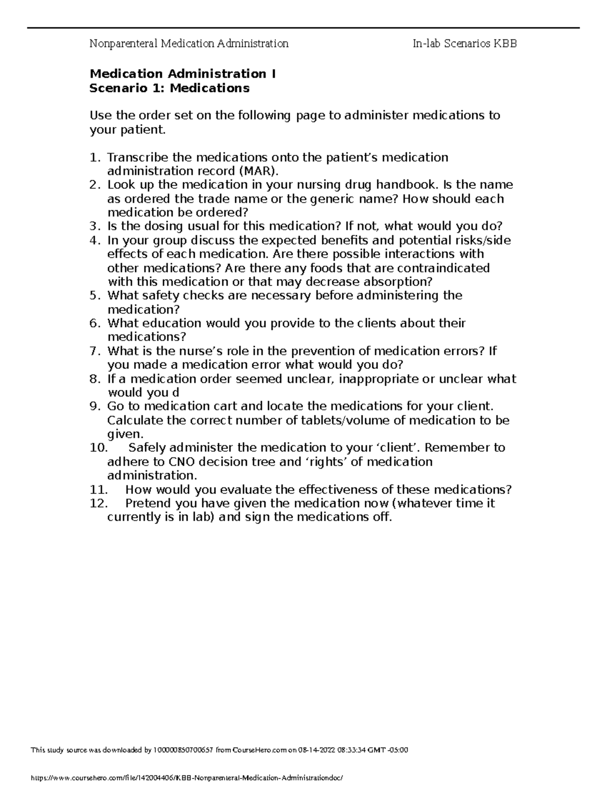 KBB Non parenteral Medication Administration - Medication ...